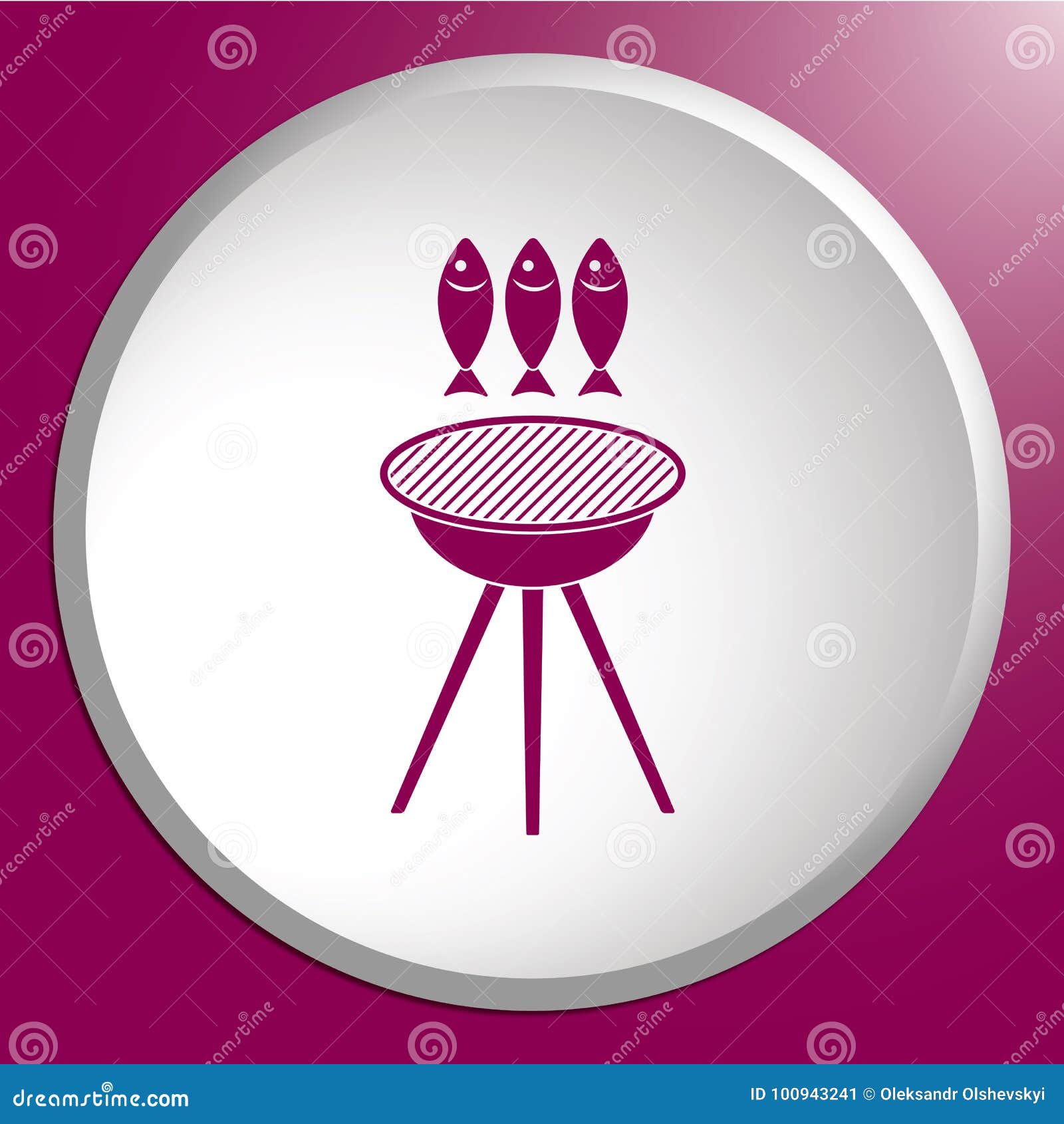 Grilled fish icon stock vector. Illustration of vector - 100943241