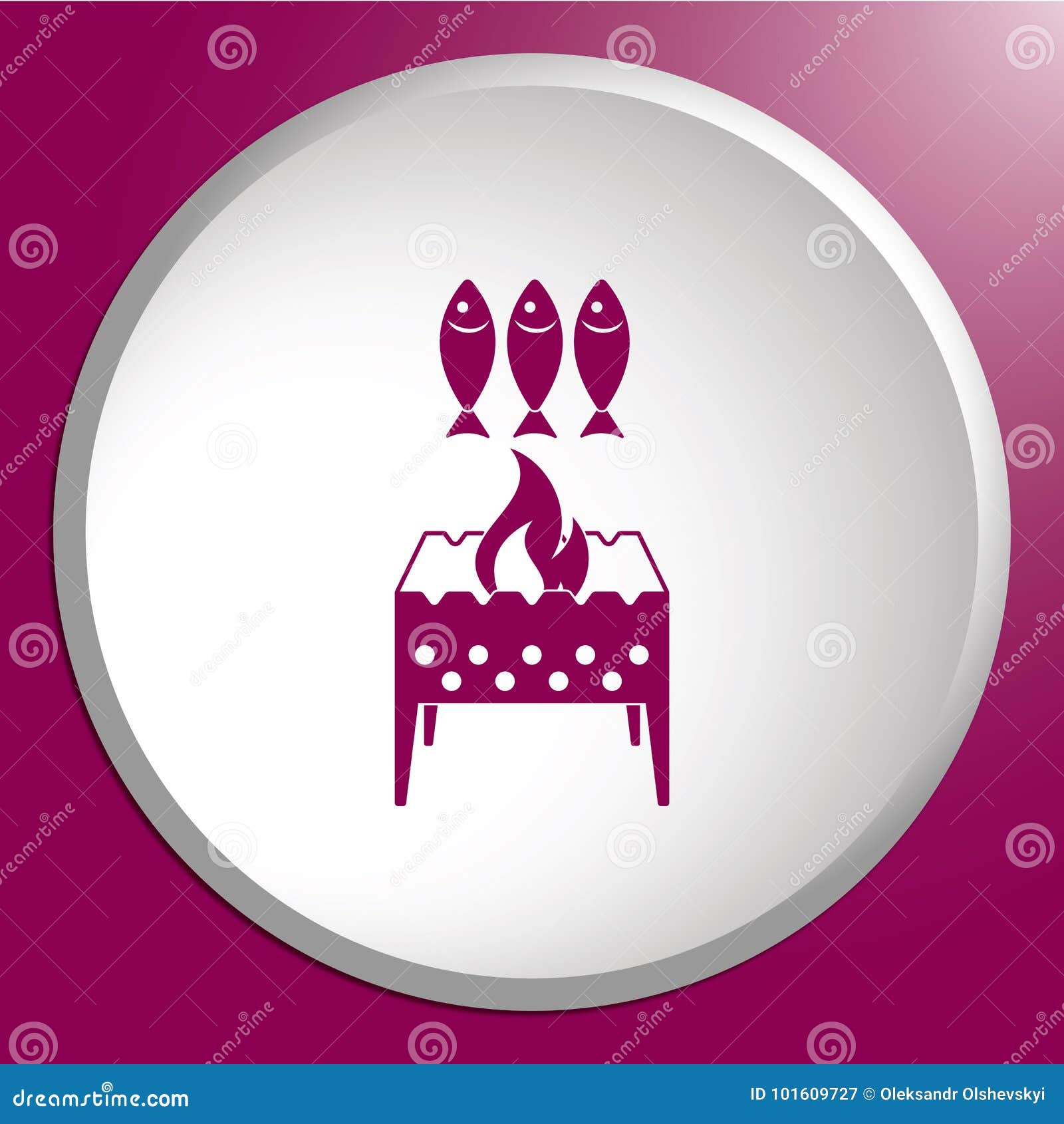 Grilled fish icon stock vector. Illustration of sign - 101609727