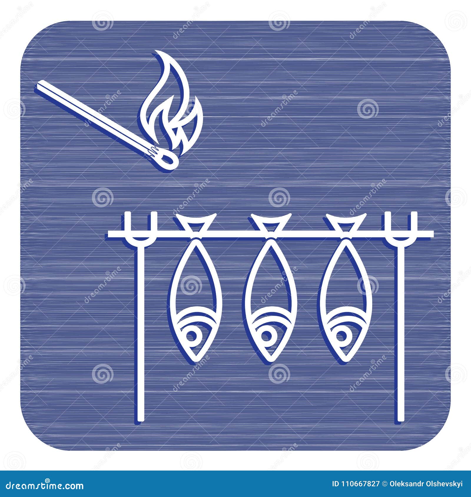 Grilled fish icon stock vector. Illustration of isolated - 110667827