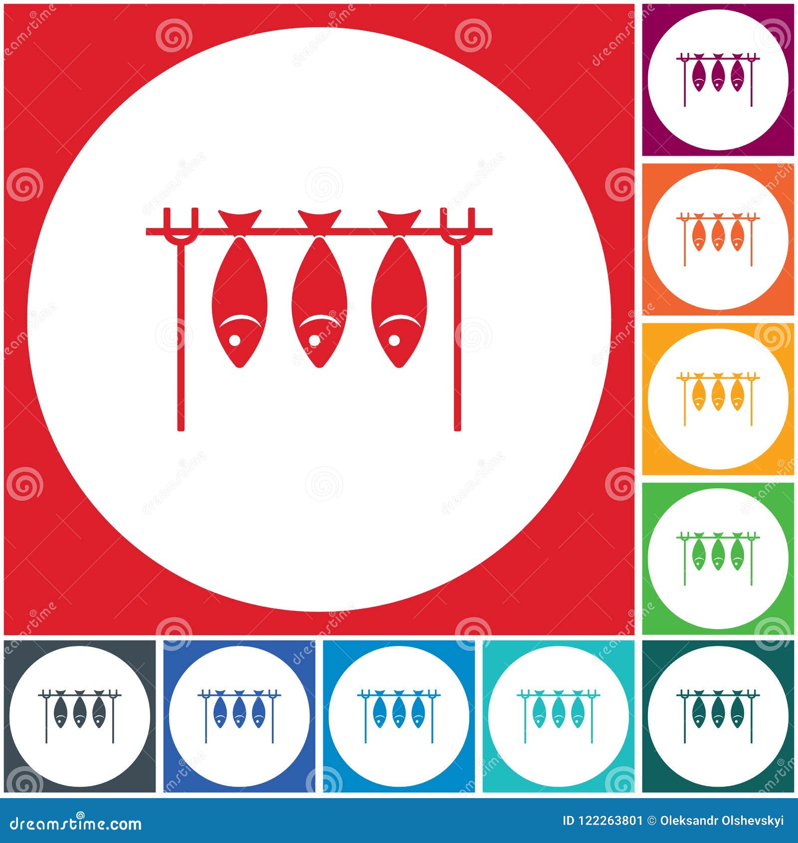 Grilled fish icon stock vector. Illustration of grilled - 122263801