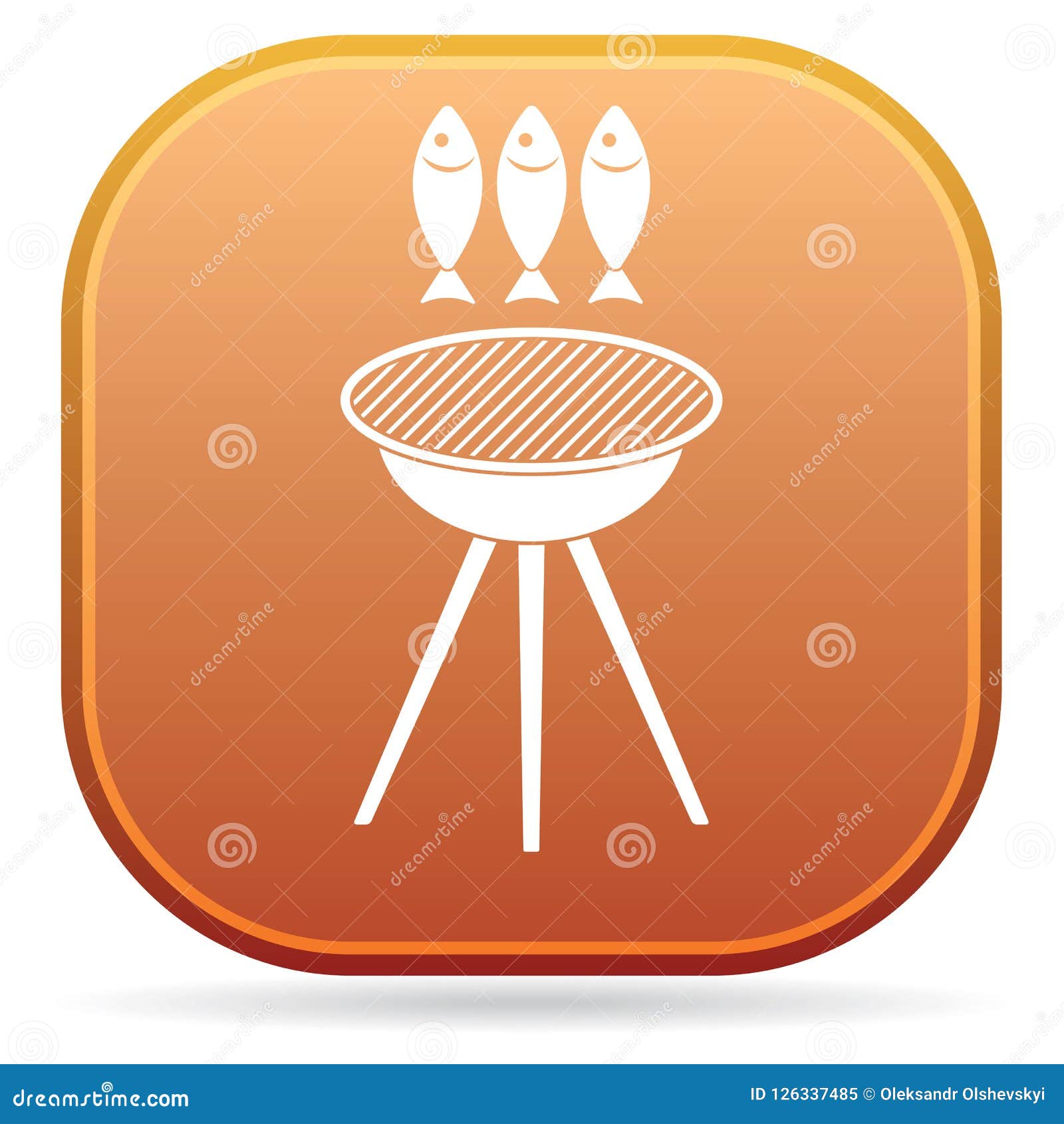 Grilled fish icon stock vector. Illustration of dinner - 126337485