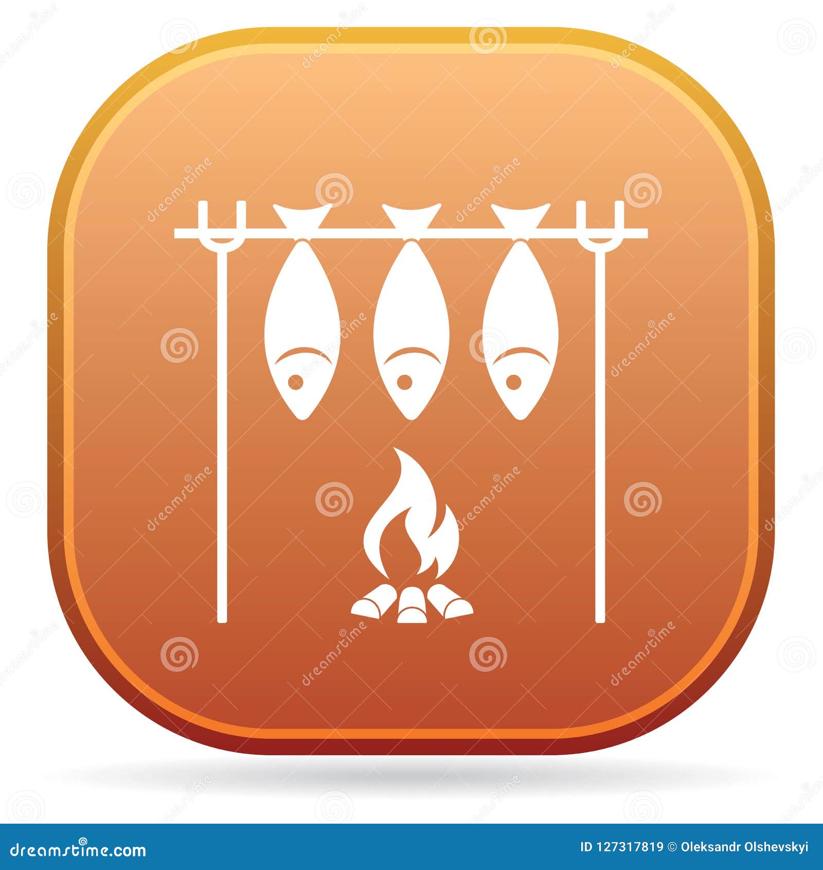 Grilled fish icon stock vector. Illustration of creative - 127317819