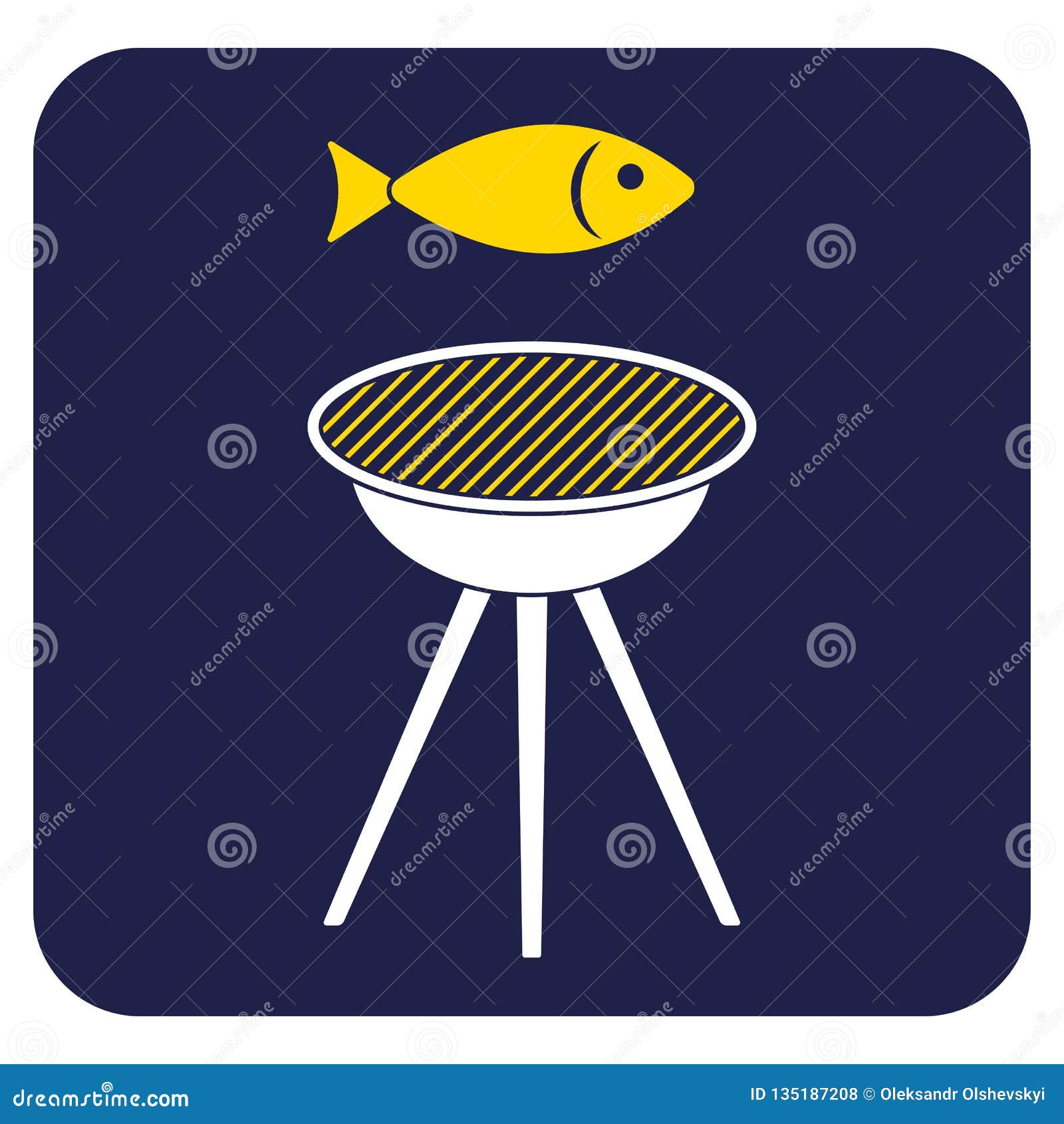 Grilled fish icon stock vector. Illustration of symbol - 135187208