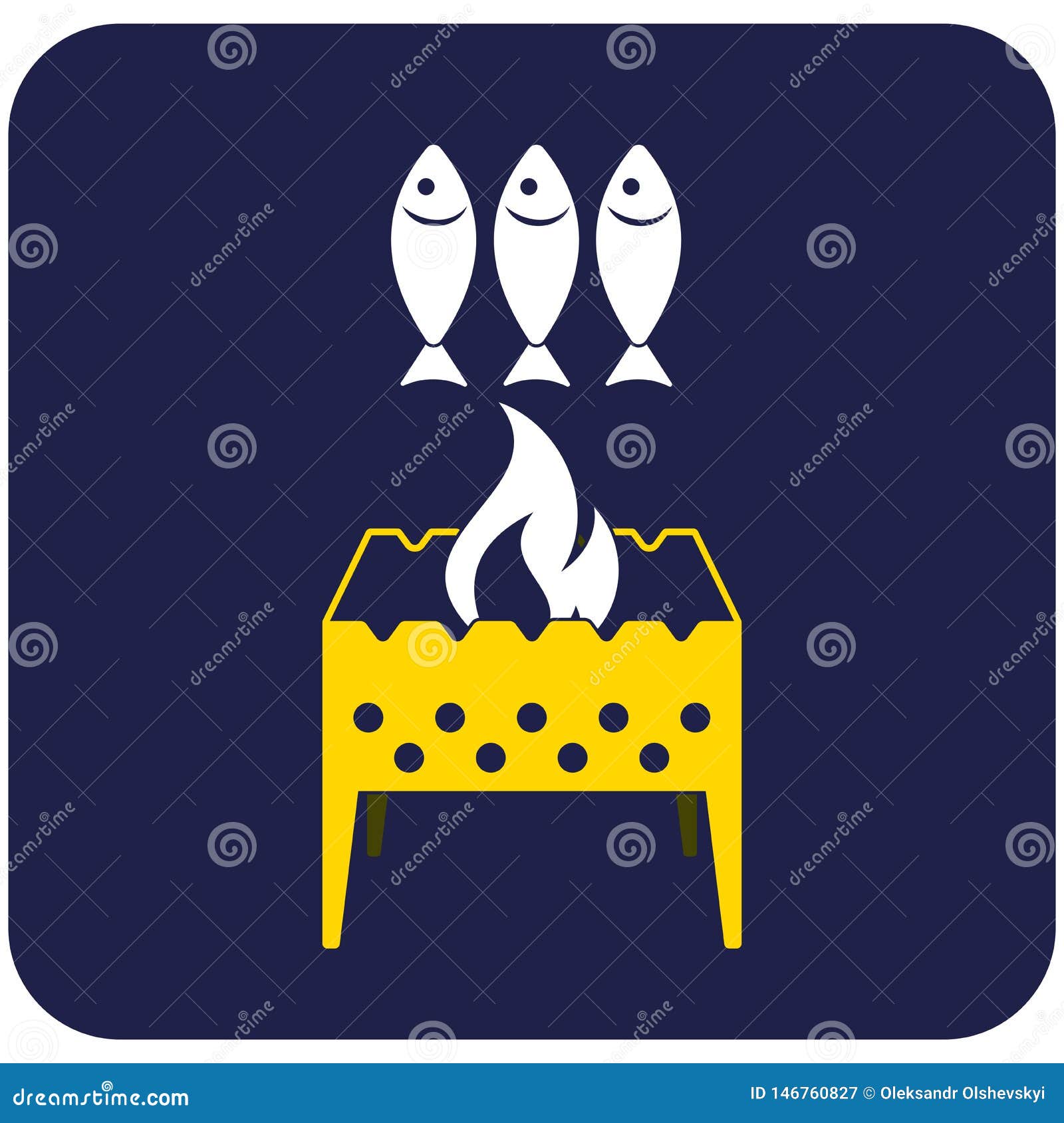 Grilled fish icon stock vector. Illustration of grilled - 146760827