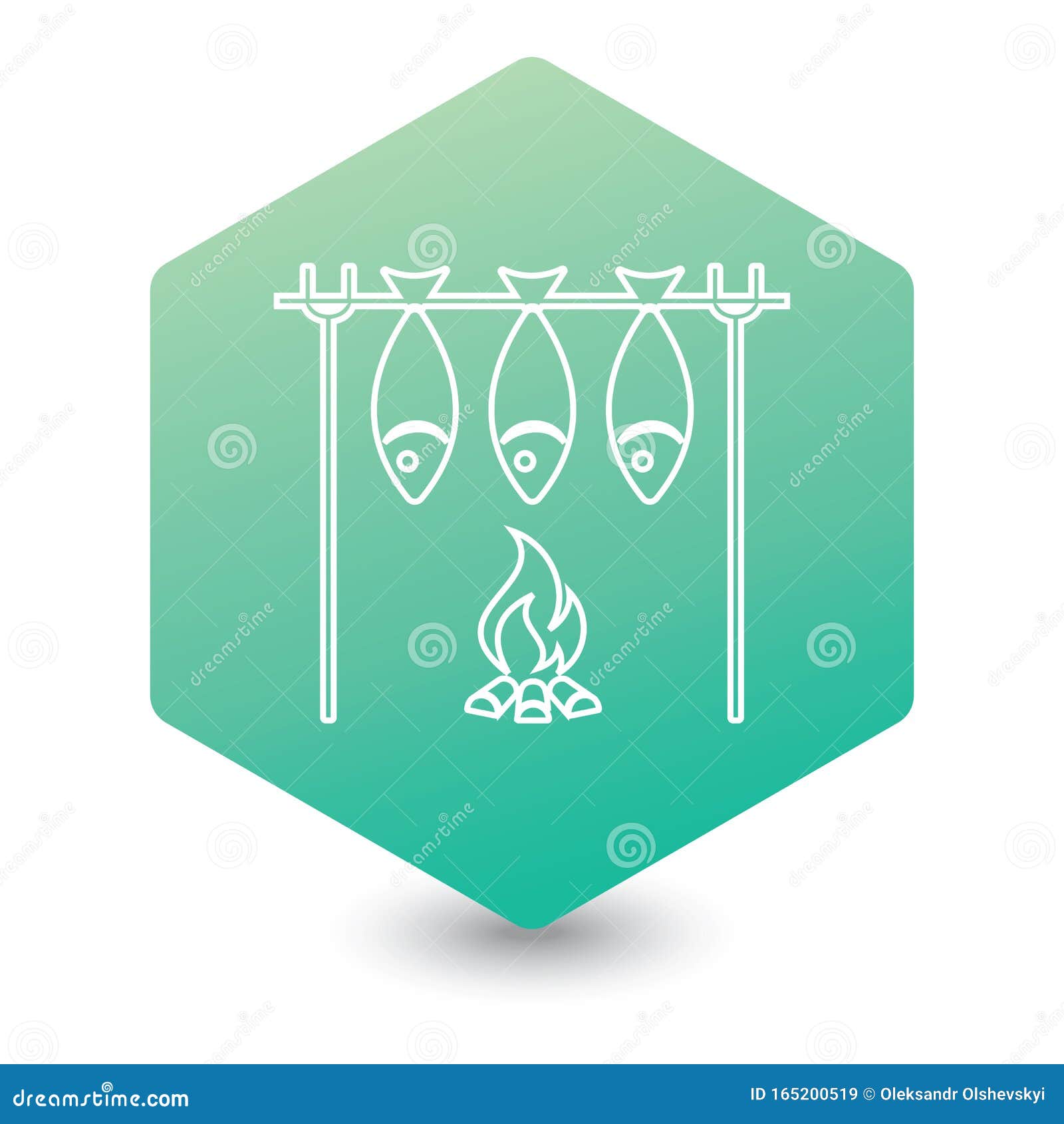 Grilled fish icon stock vector. Illustration of meal - 165200519