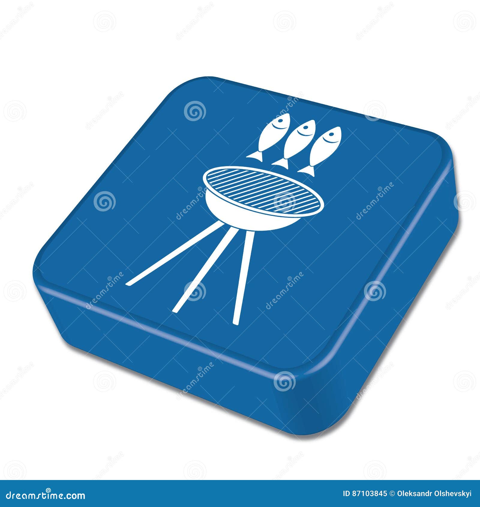 Grilled fish icon stock vector. Illustration of design - 87103845