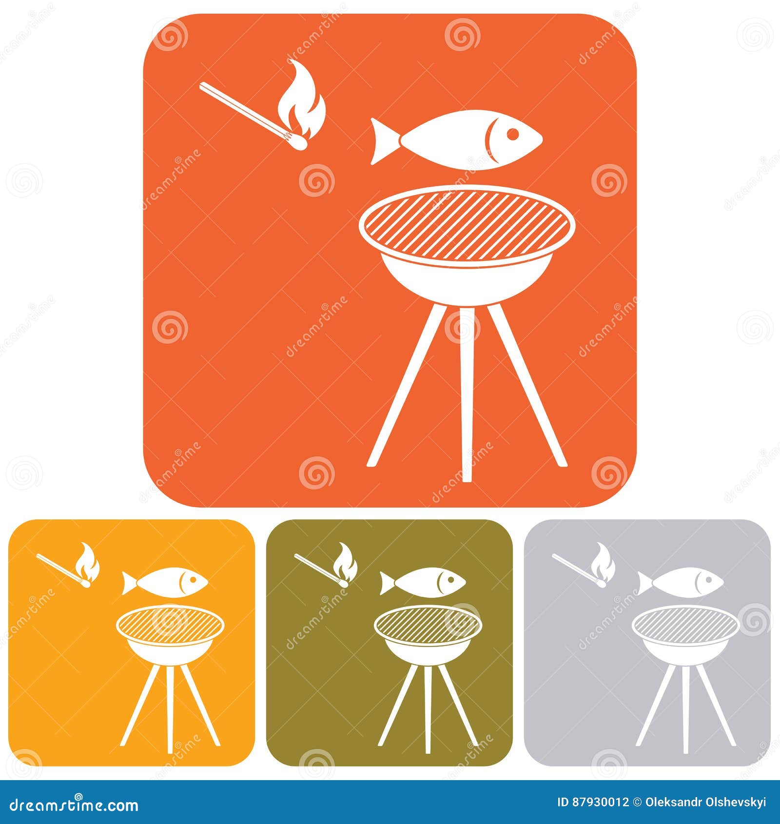 Grilled fish icon stock vector. Illustration of meat - 87930012