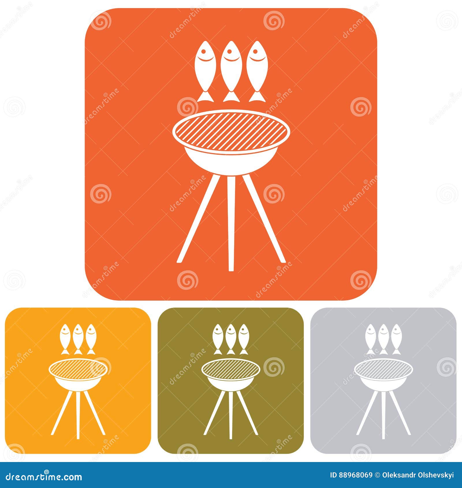 Grilled fish icon stock vector. Illustration of symbol - 88968069