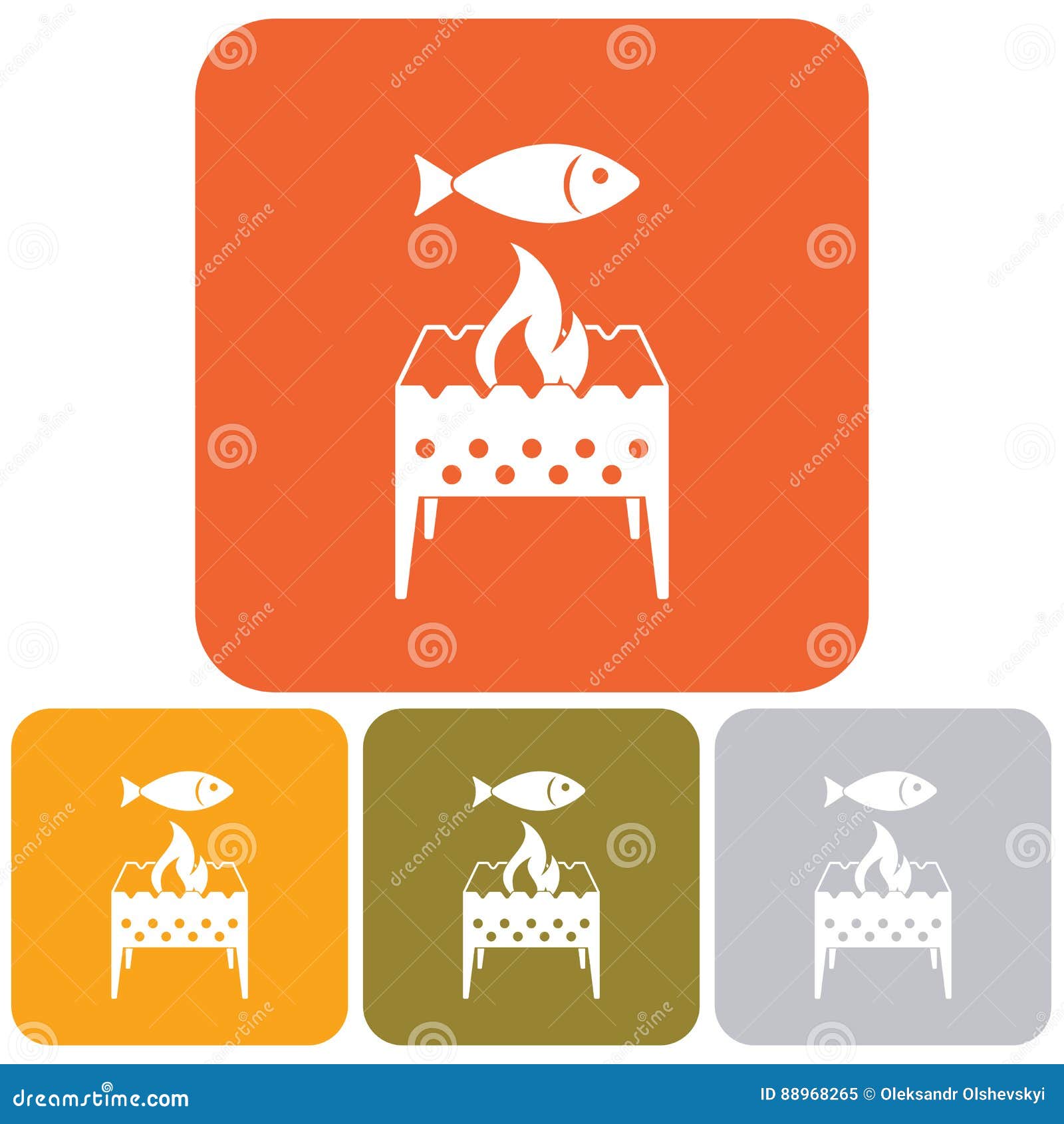 Grilled fish icon stock vector. Illustration of roasted - 88968265