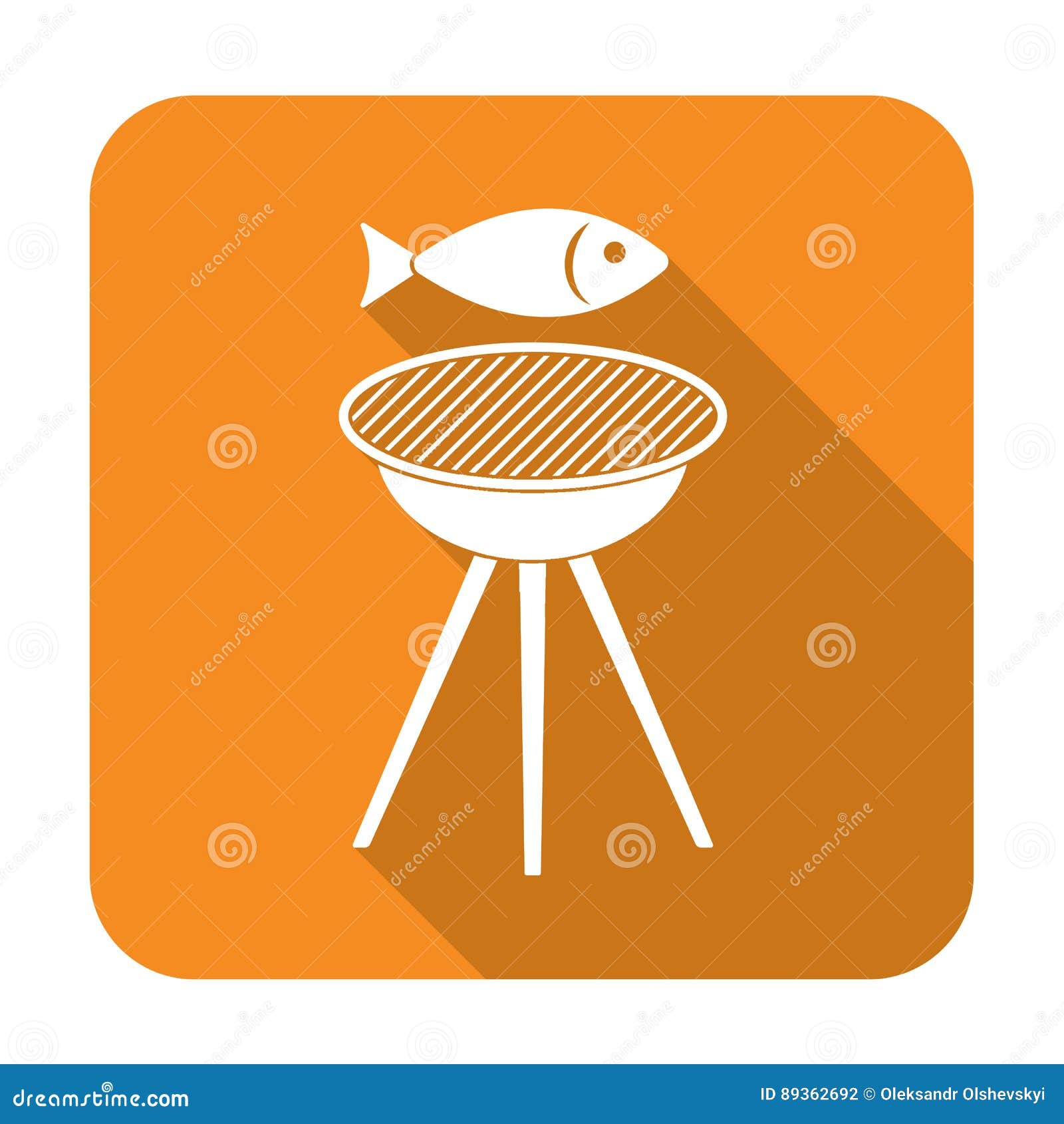 Grilled fish icon stock vector. Illustration of dinner - 89362692