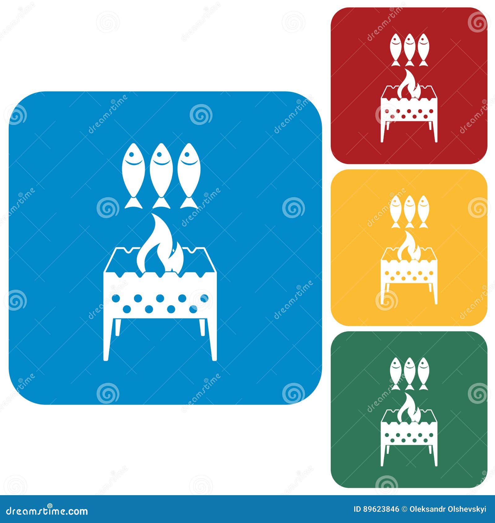 Grilled fish icon stock vector. Illustration of sign - 89623846