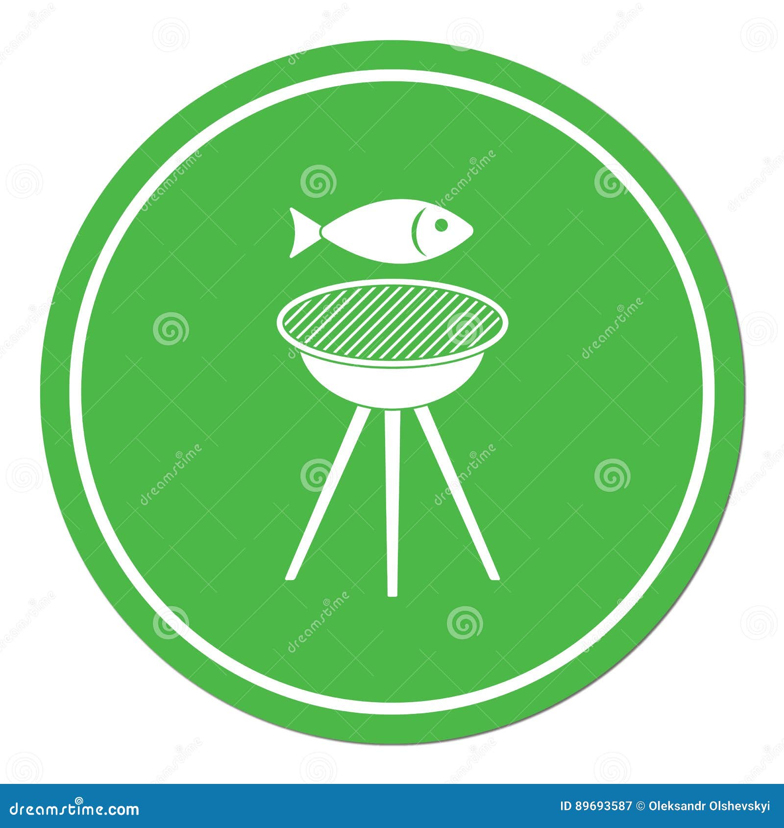 Grilled fish icon stock vector. Illustration of symbol - 89693587