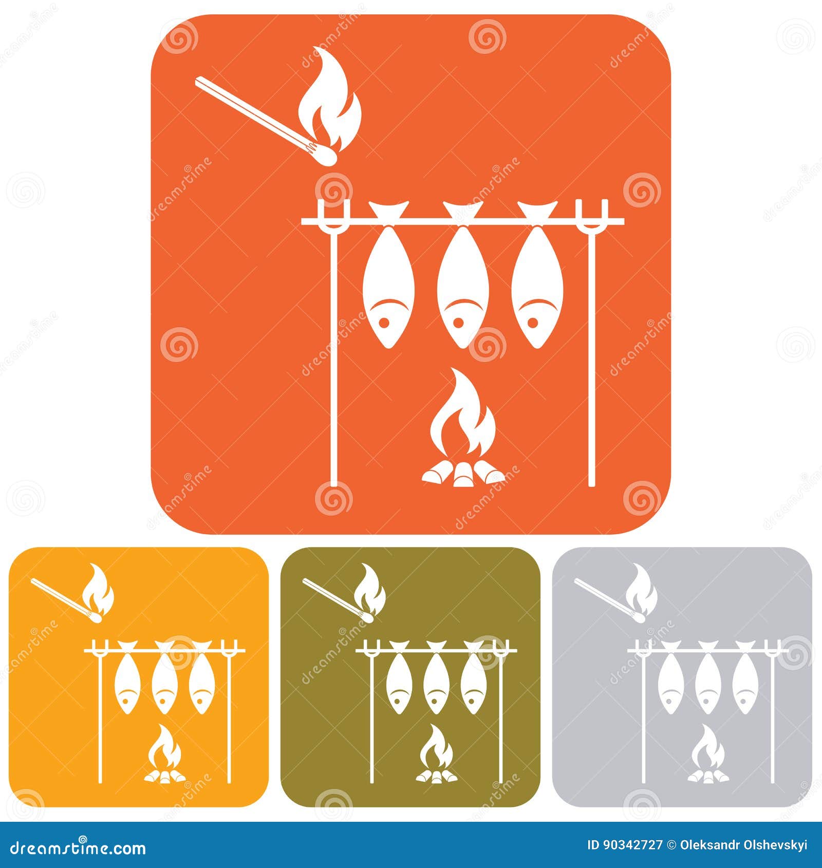 Grilled fish icon stock vector. Illustration of roasted - 90342727