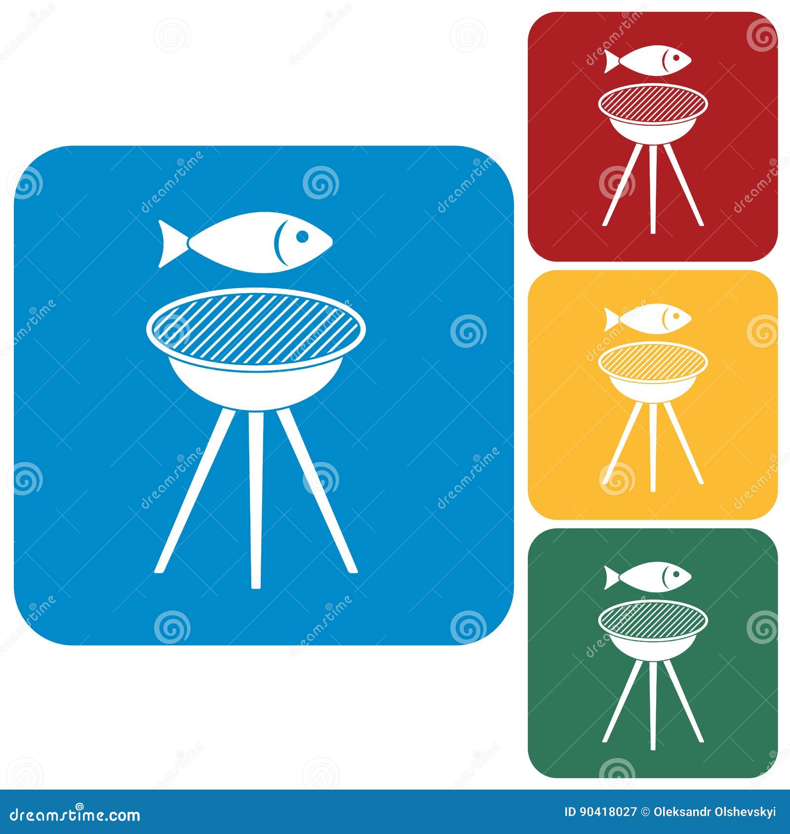 Grilled fish icon stock vector. Illustration of dinner - 90418027