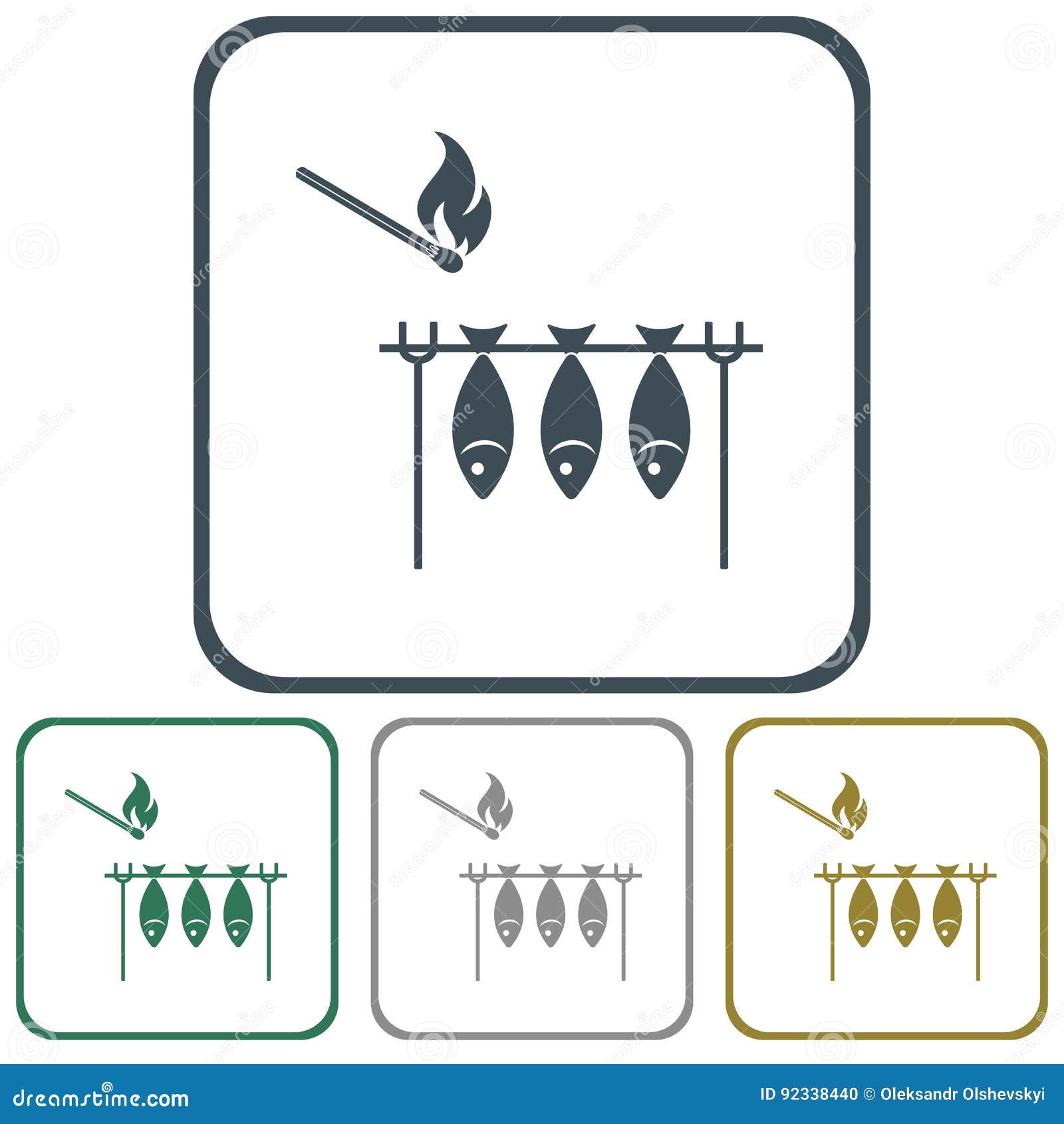 Grilled fish icon stock vector. Illustration of cooked - 92338440