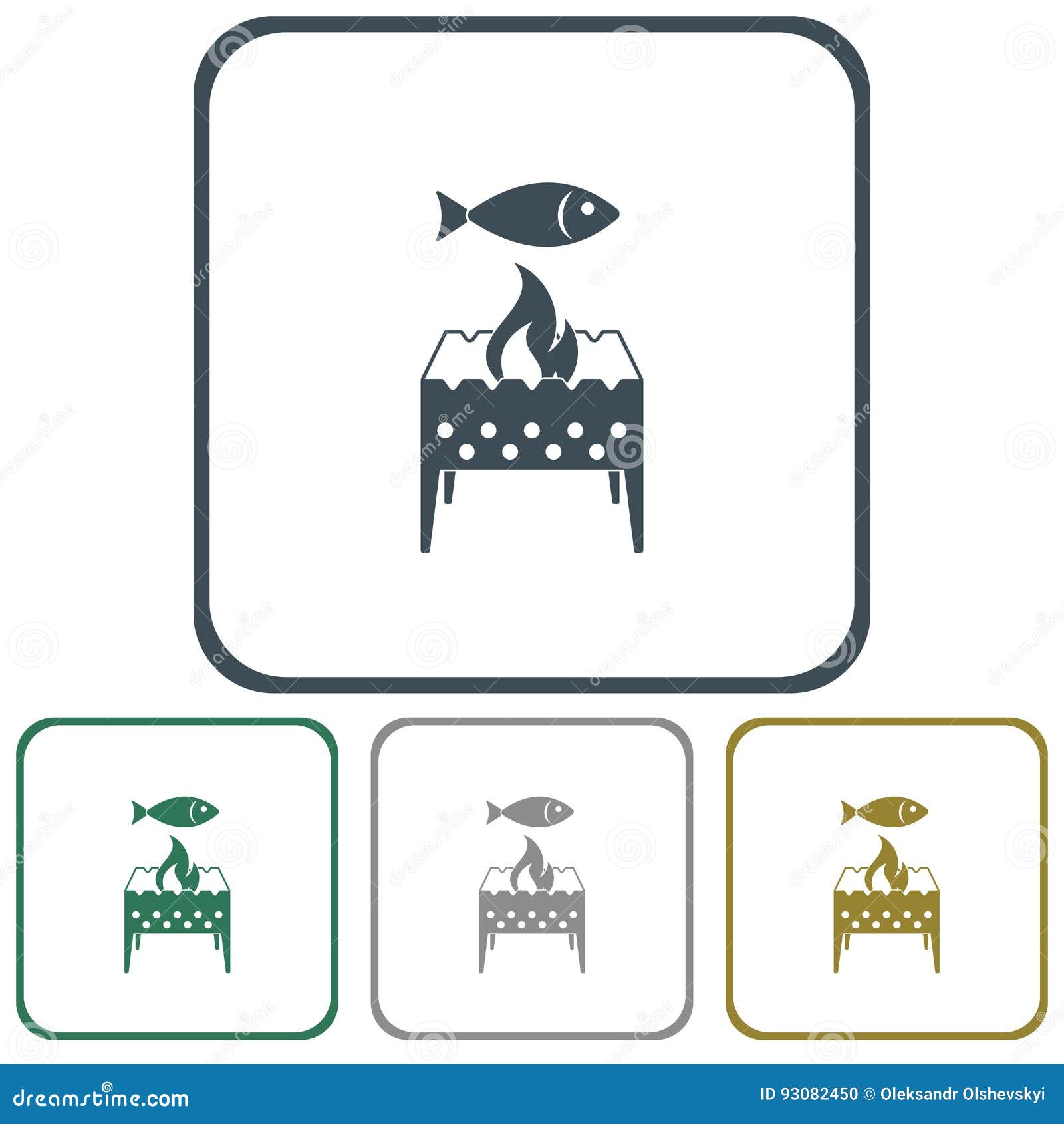 Grilled fish icon stock vector. Illustration of vector - 93082450