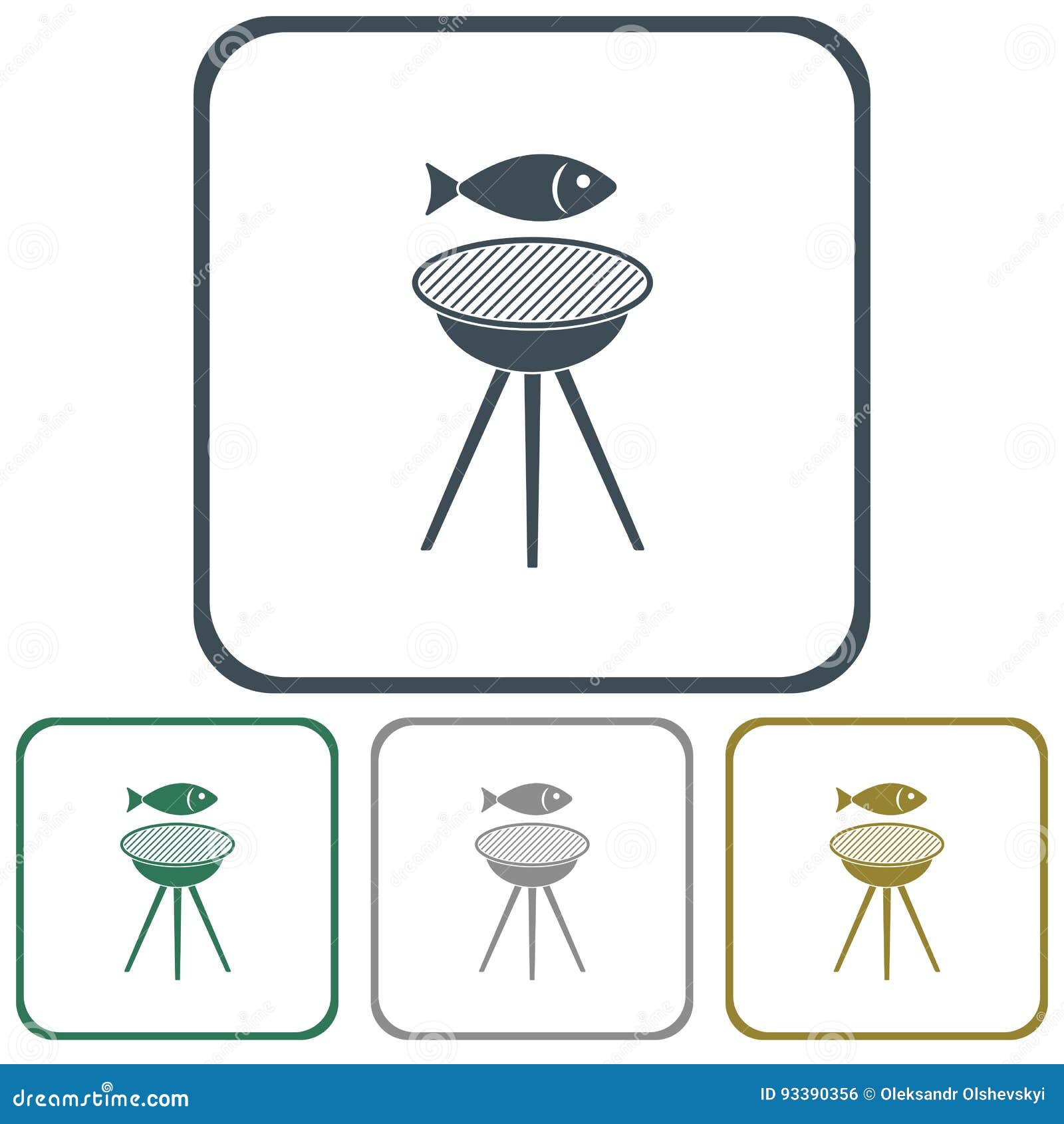 Grilled fish icon stock vector. Illustration of plate - 93390356
