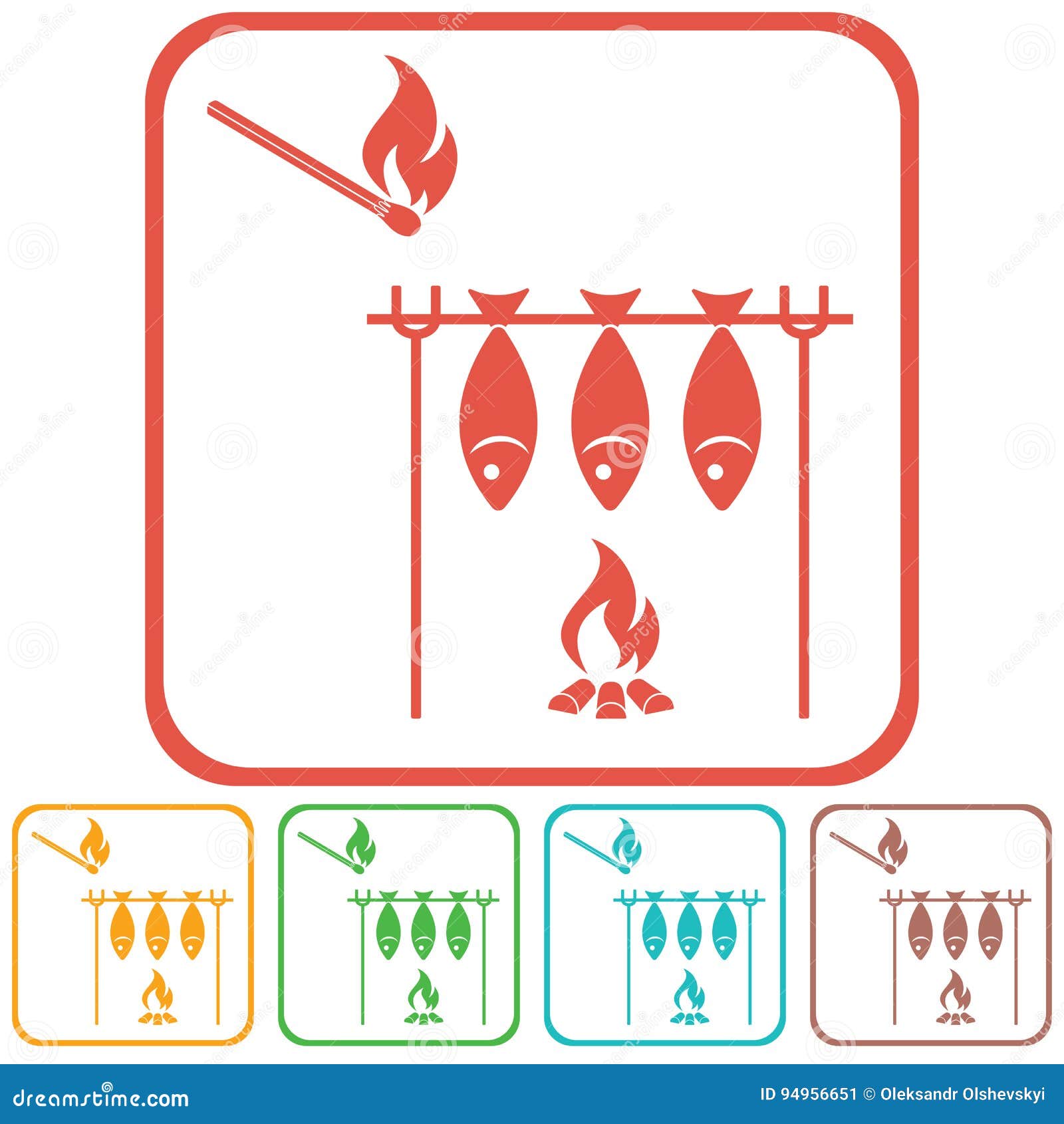 Grilled fish icon stock vector. Illustration of animal - 94956651