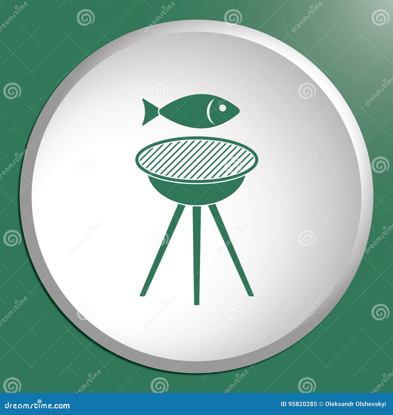 Grilled fish icon stock vector. Illustration of restaurant - 95820285
