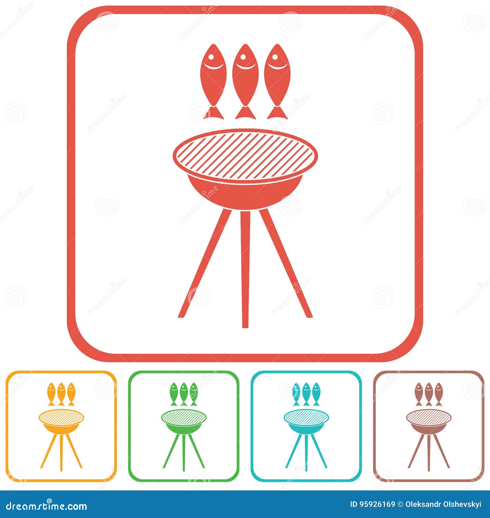 Grilled fish icon stock vector. Illustration of cooking - 95926169