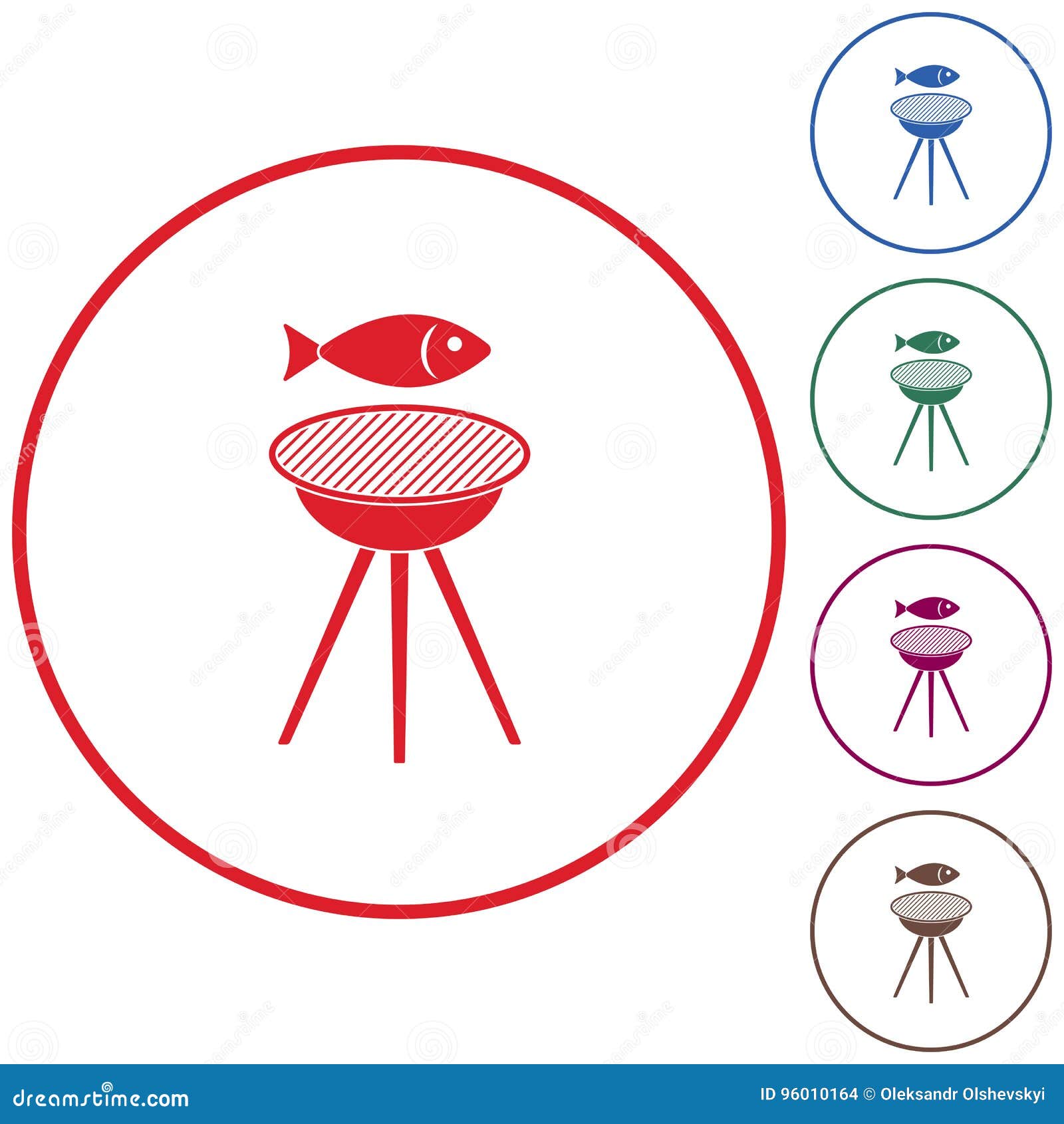 Grilled fish icon stock vector. Illustration of roast - 96010164