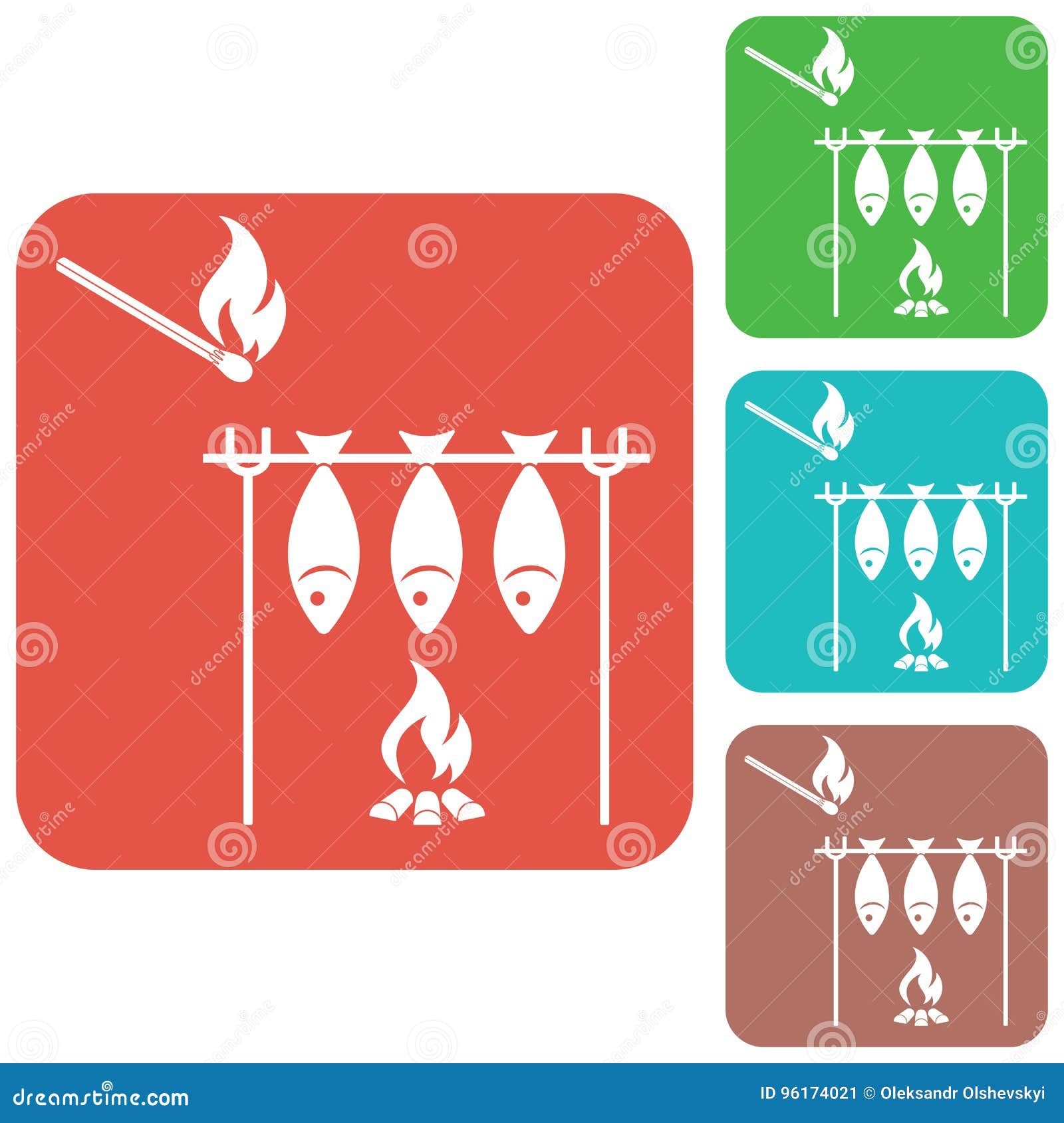 Grilled fish icon stock vector. Illustration of symbol - 96174021