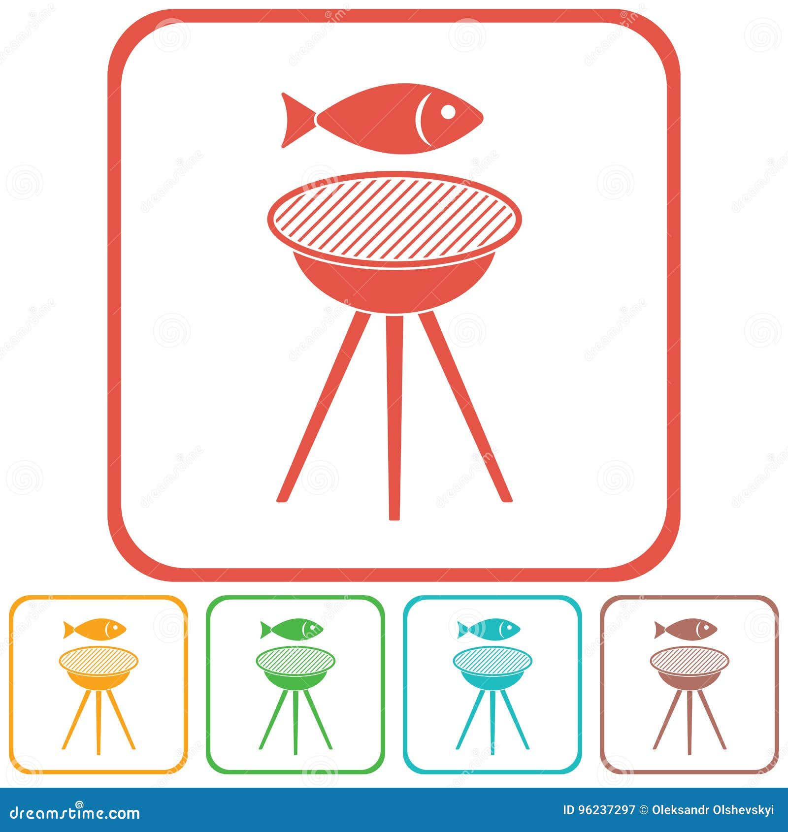 Grilled fish icon stock vector. Illustration of meat - 96237297