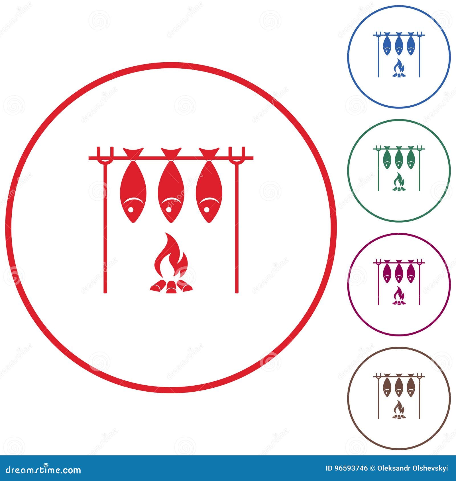 Grilled fish icon stock vector. Illustration of fried - 96593746