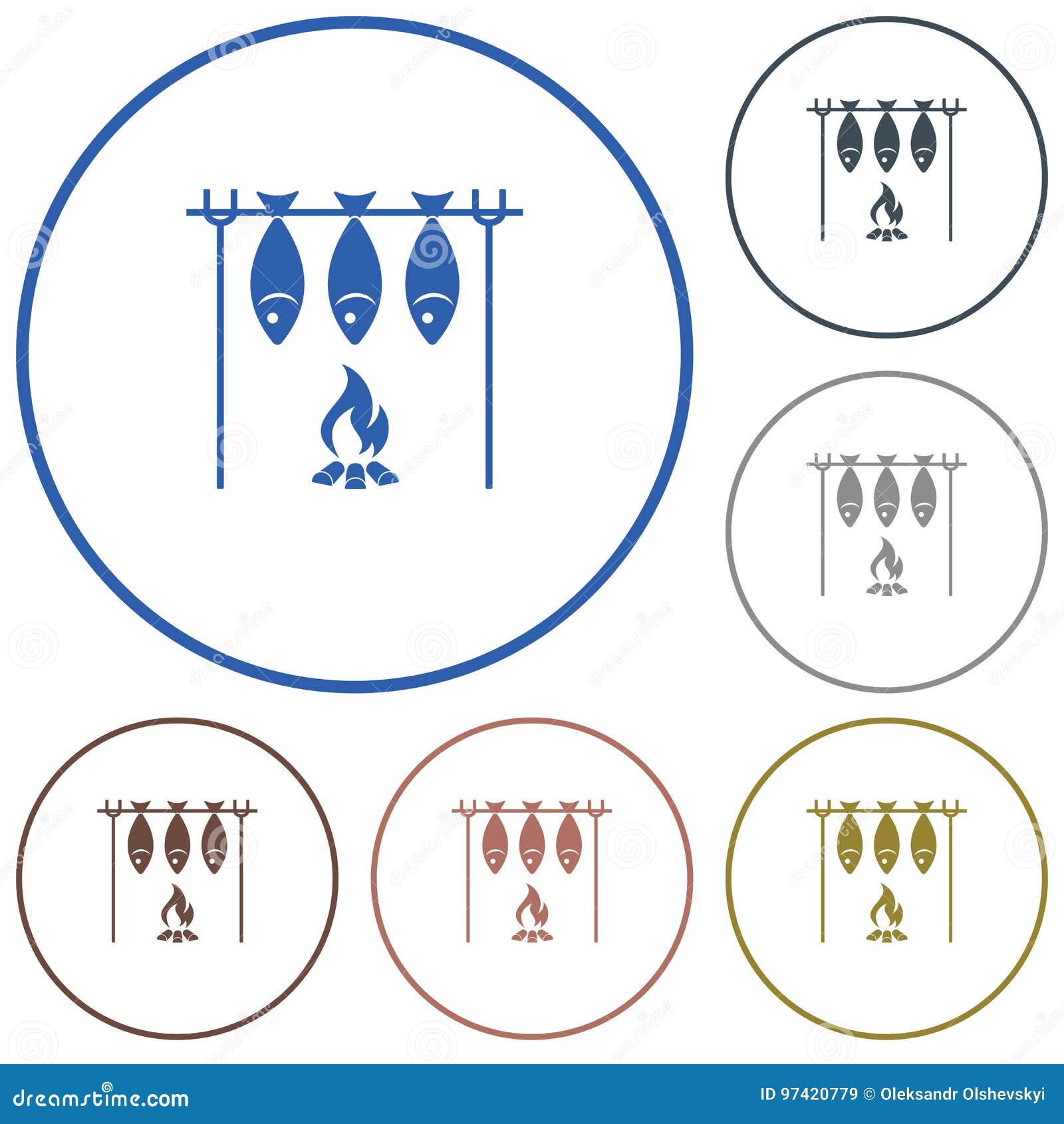 Grilled fish icon stock vector. Illustration of creative - 97420779