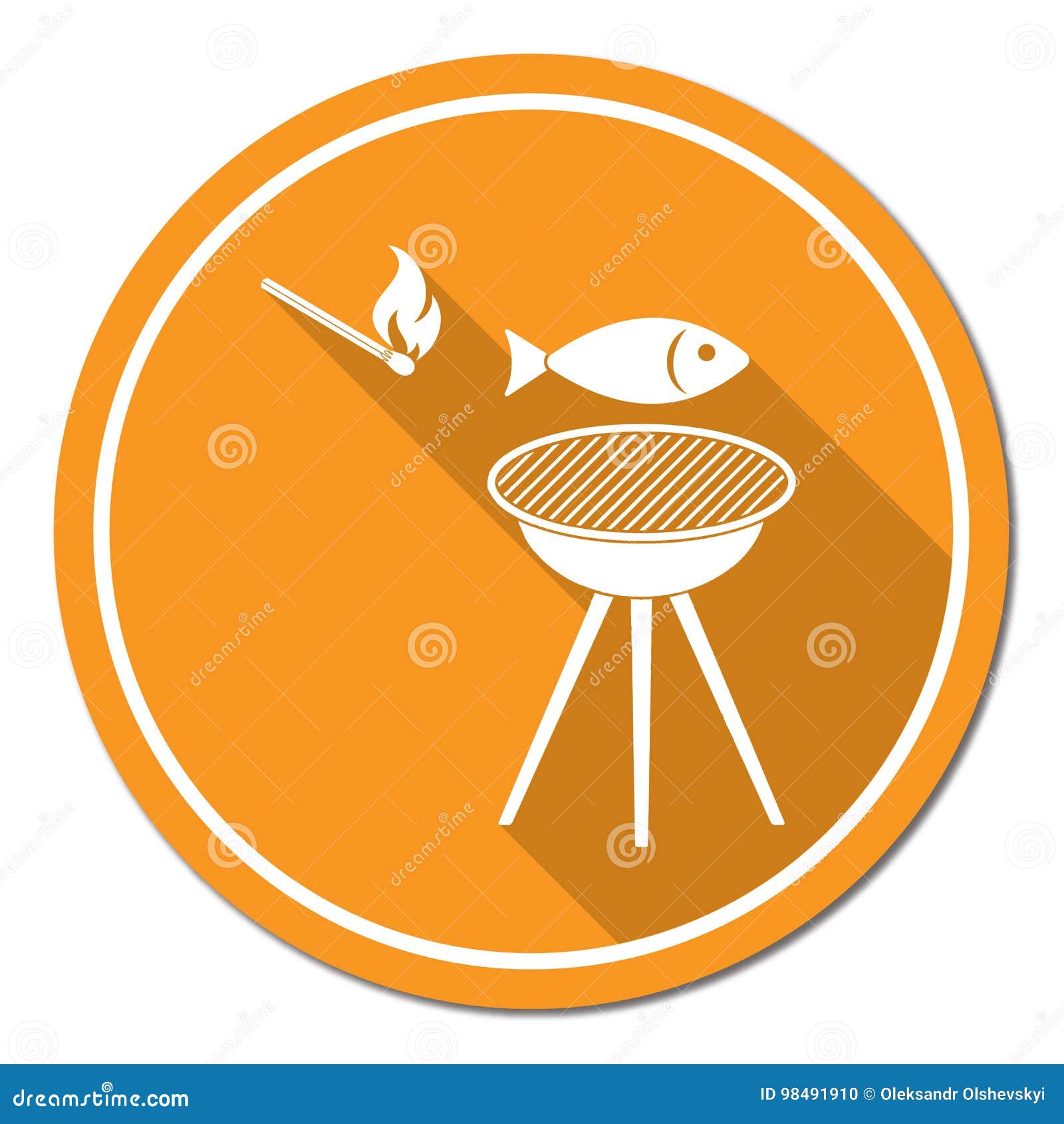 Grilled fish icon stock vector. Illustration of turkey - 98491910