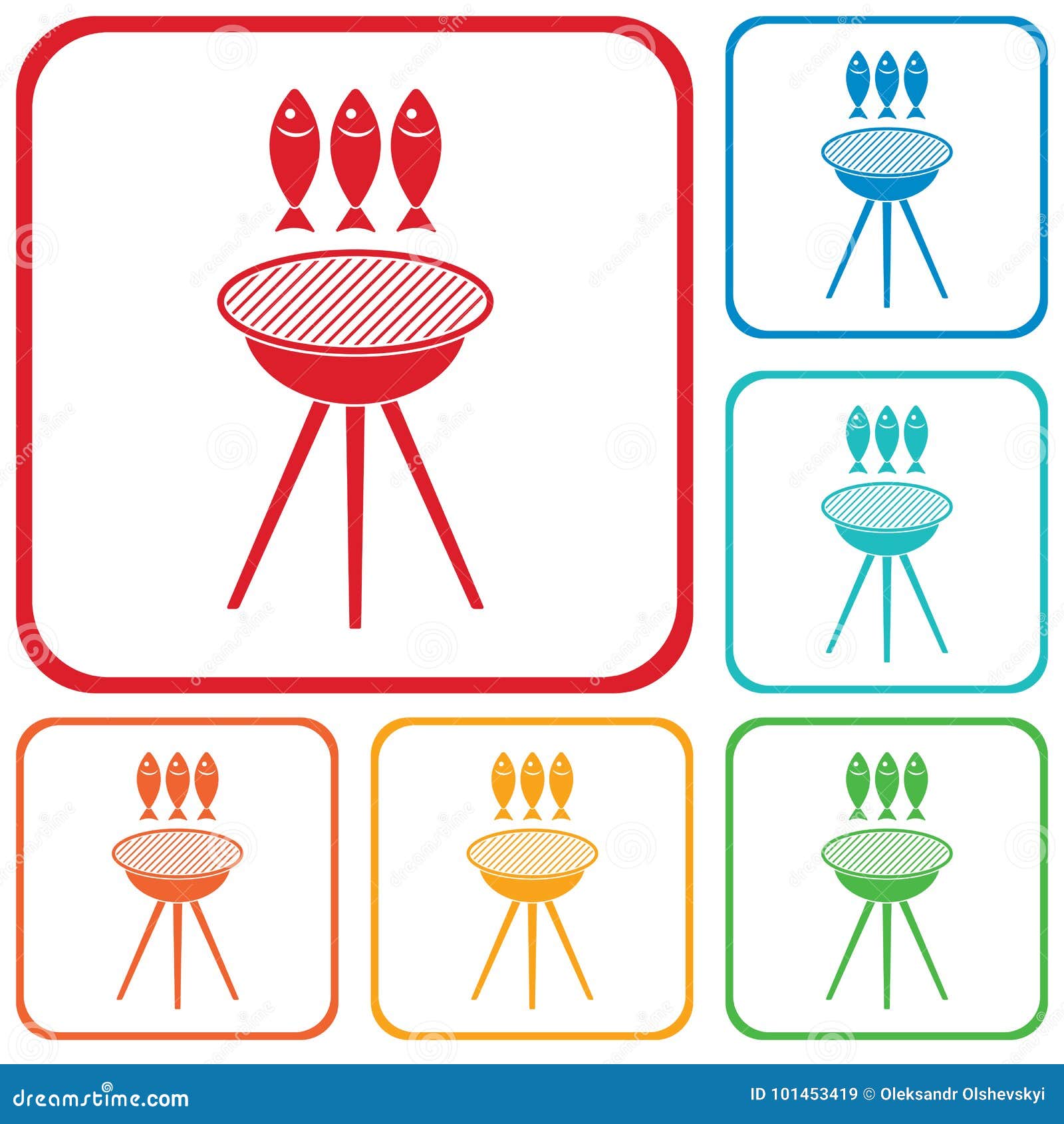 Grilled fish icon stock vector. Illustration of cooking - 101453419