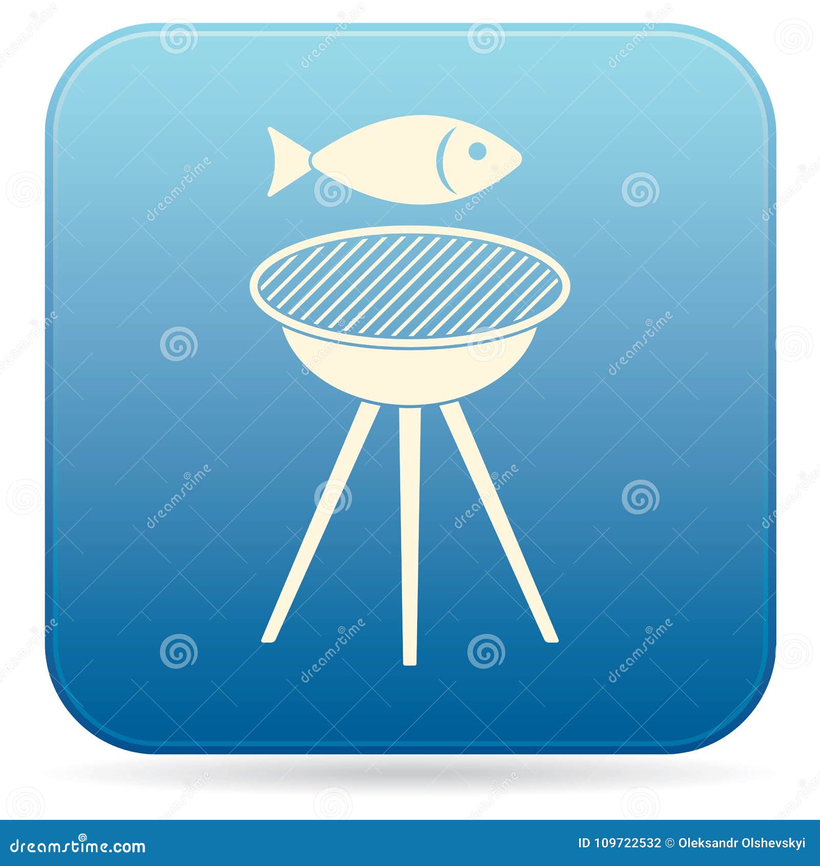 Grilled fish icon stock vector. Illustration of roasted - 109722532