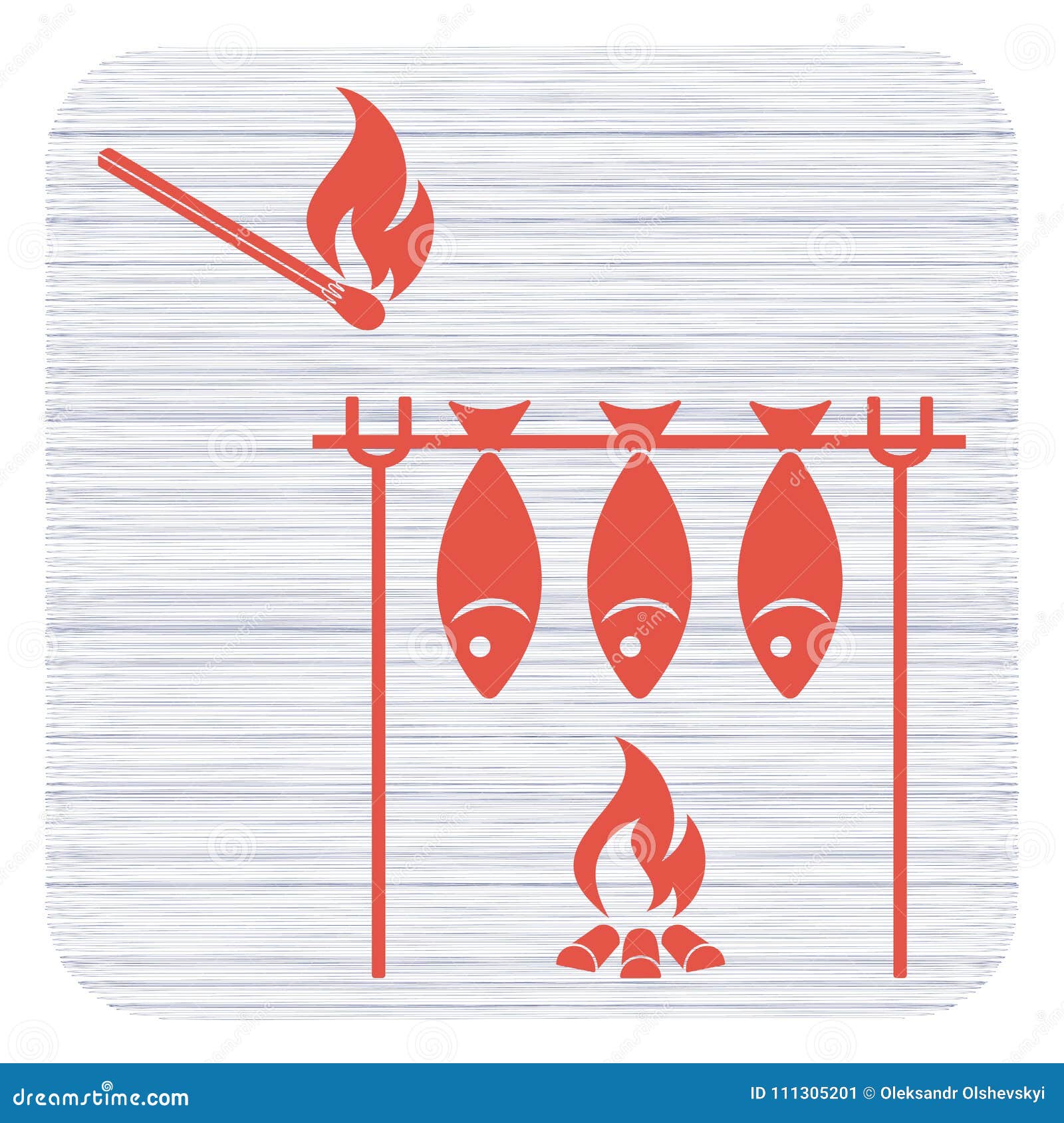 Grilled fish icon stock vector. Illustration of grill - 111305201