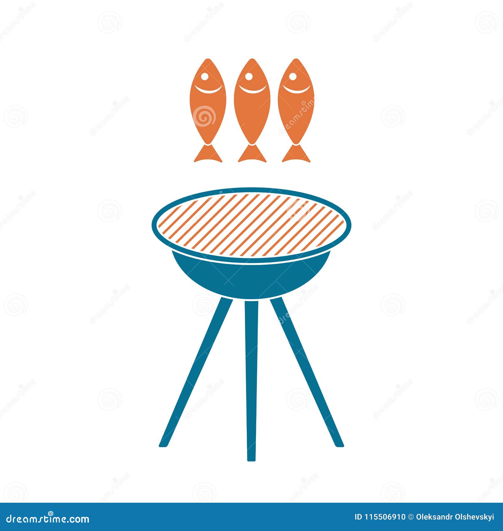 Grilled fish icon stock vector. Illustration of fried - 115506910