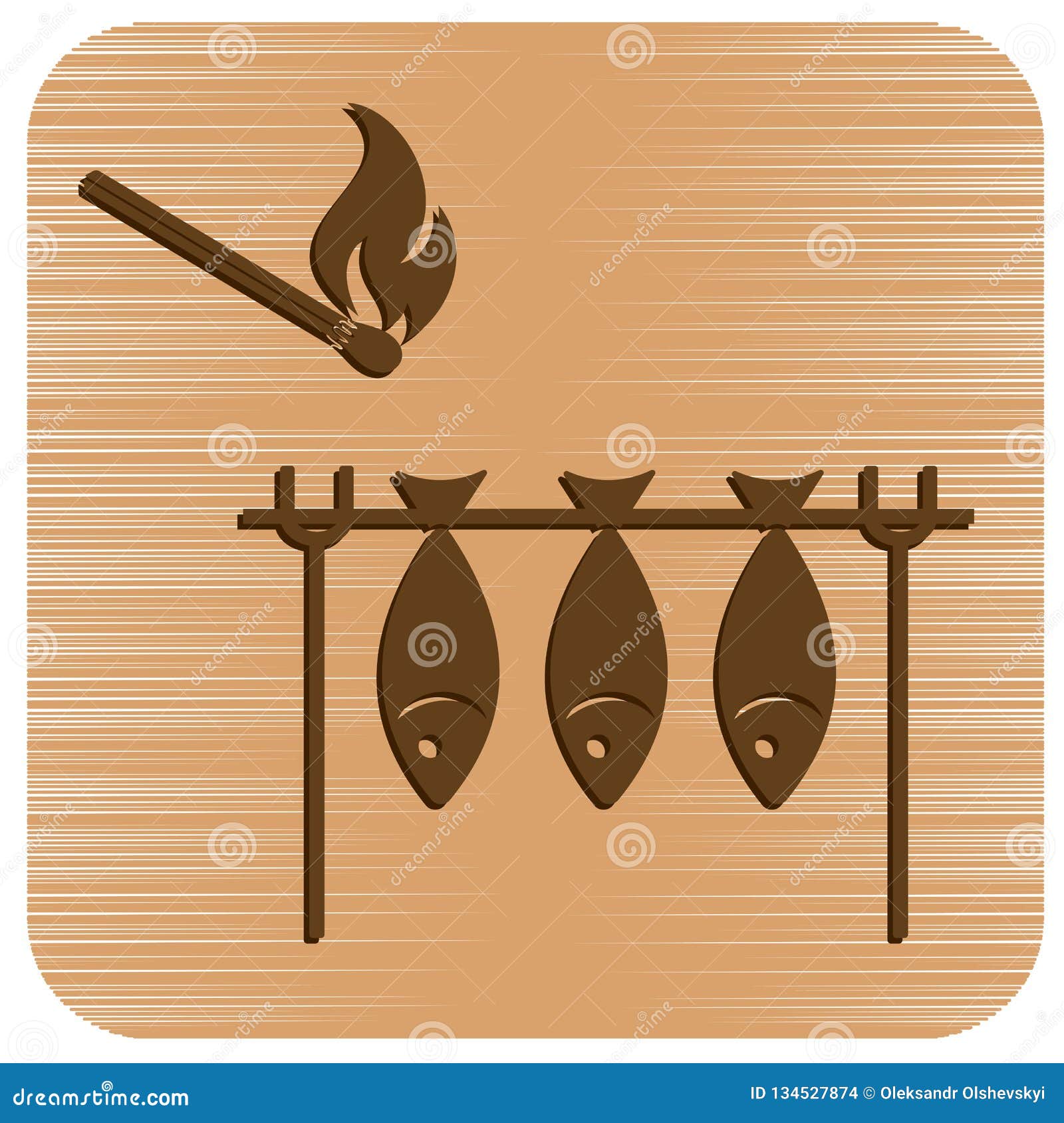 Grilled fish icon stock vector. Illustration of animal - 134527874