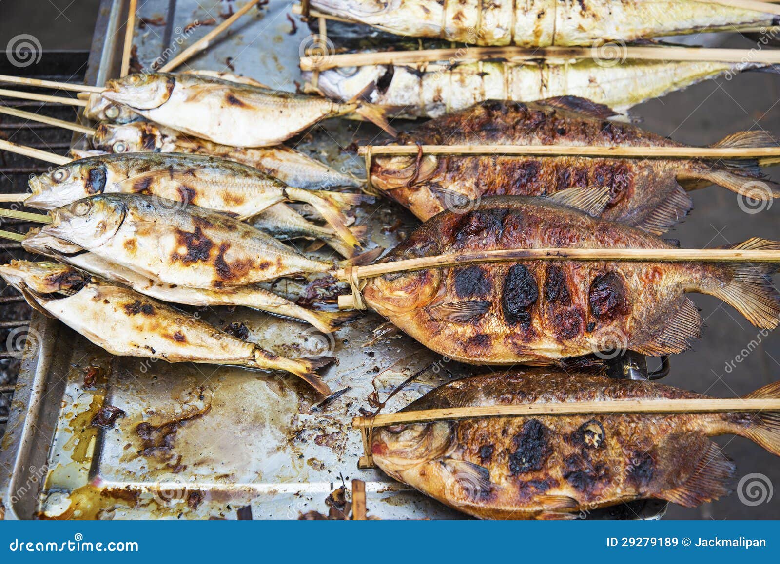 Grilled Fish in Kep Market Cambodia Stock Image - Image of snack ...