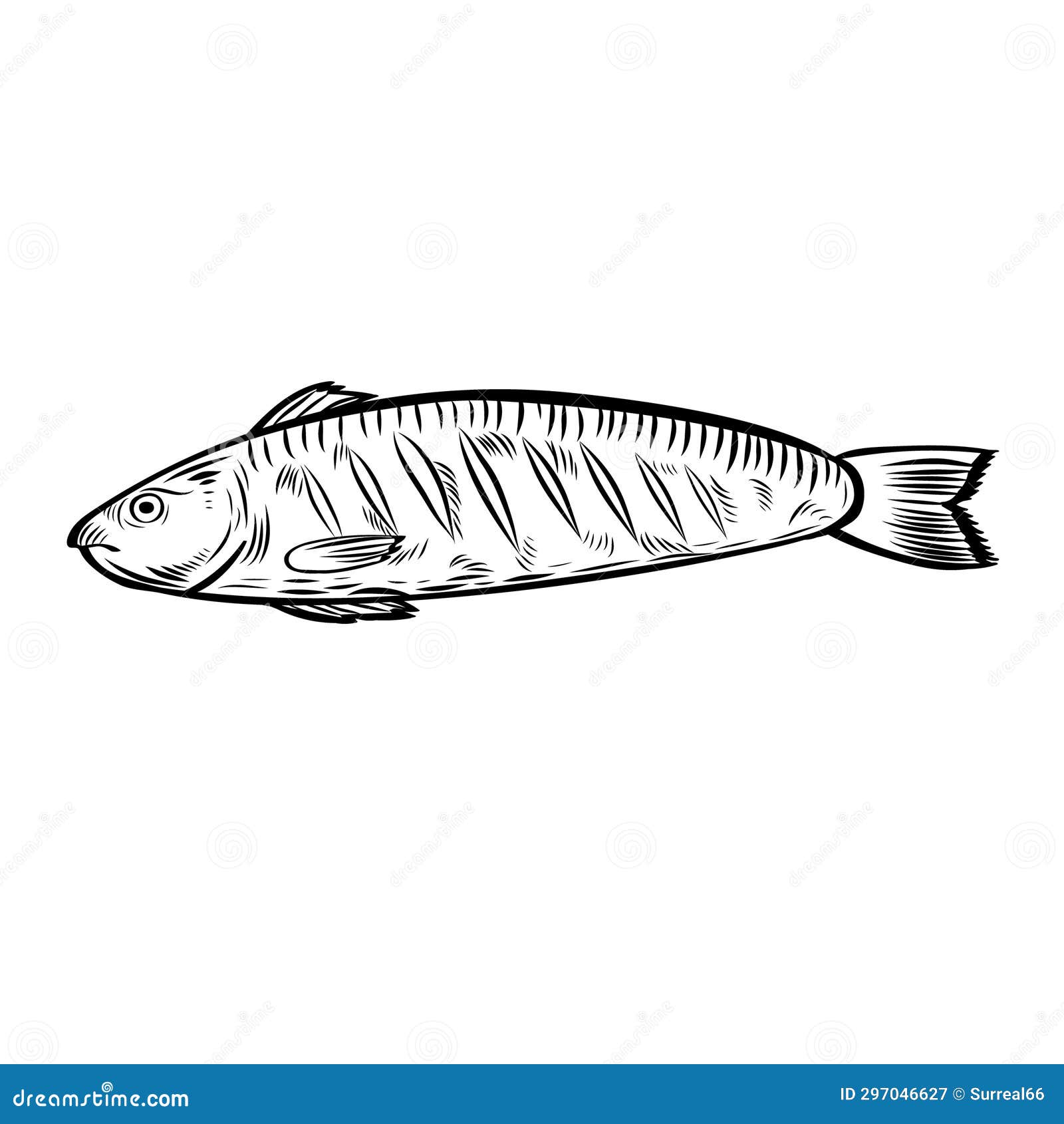 Grilled Fish Line Drawing Vector Illustration Stock Vector ...