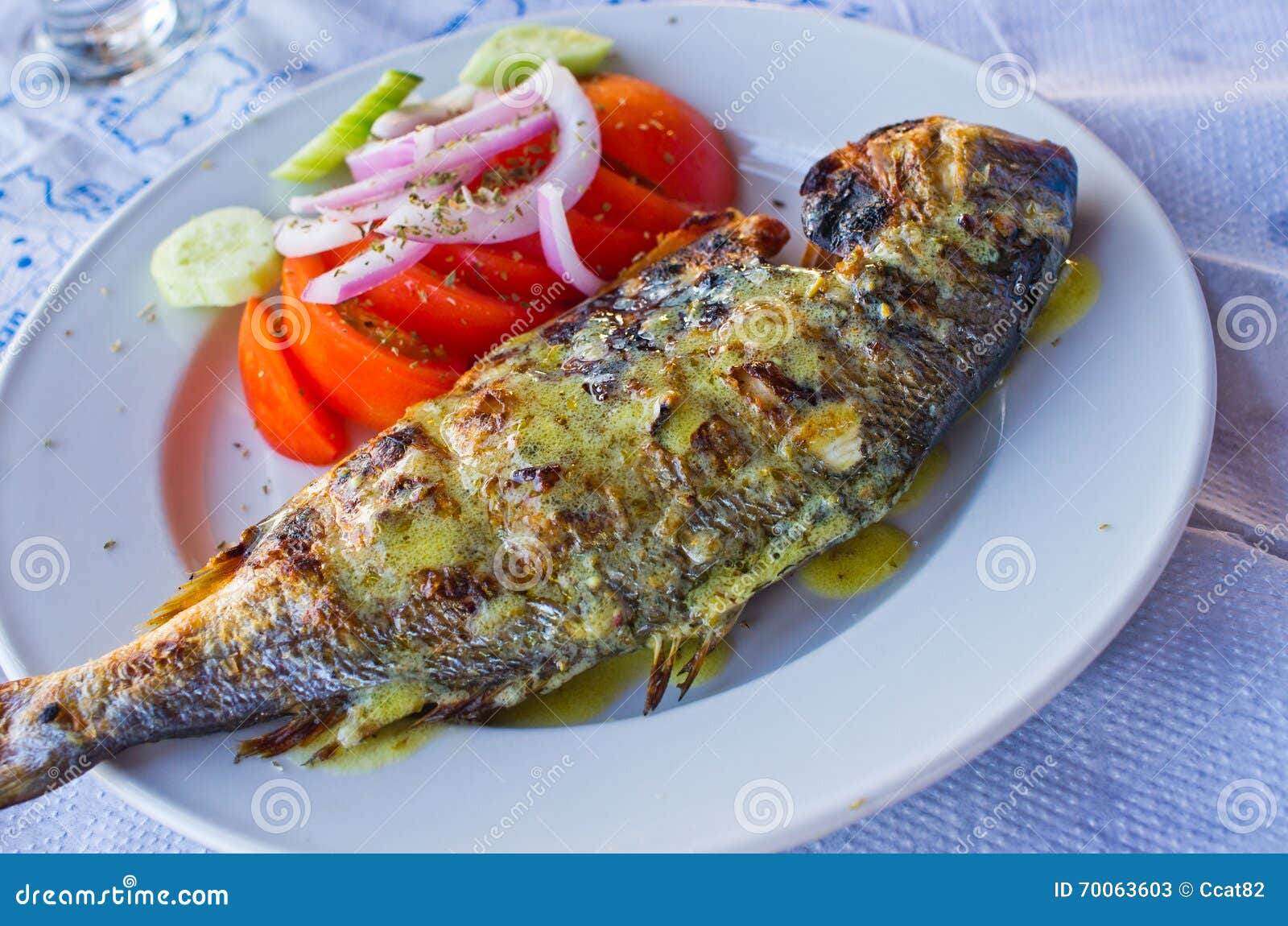 Grilled fish stock image. Image of light, fried, pieces - 70063603