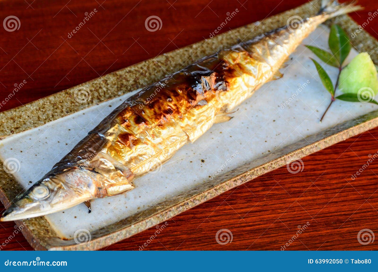 Grilled fish saury stock photo. Image of saury, plate - 63992050