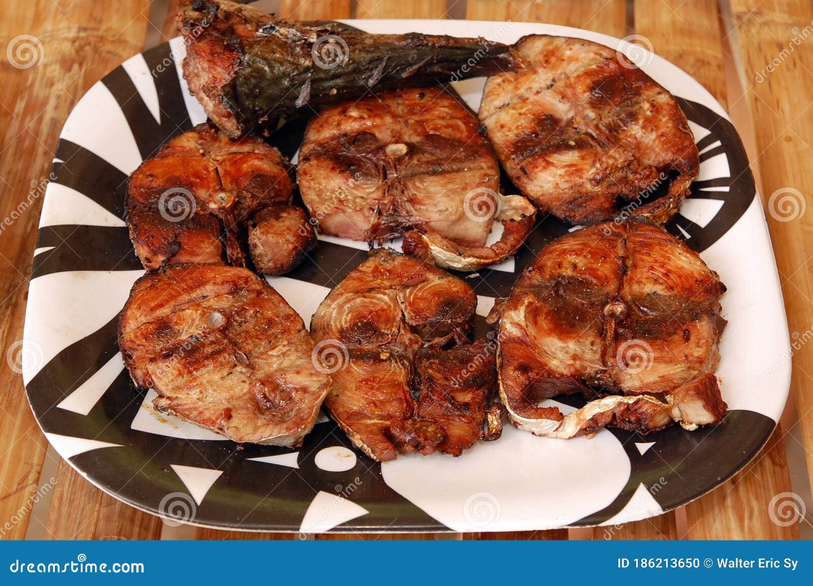 Grilled Fish Slices Meal for Lunch and Dinner Stock Photo - Image of ...