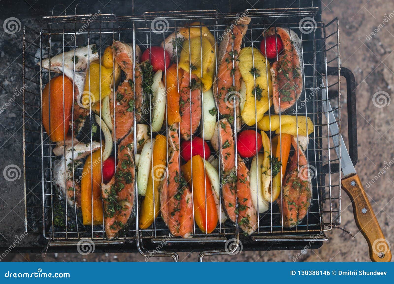 Grilled Fish with Spices on Fire Stock Photo - Image of cook, cuisine ...
