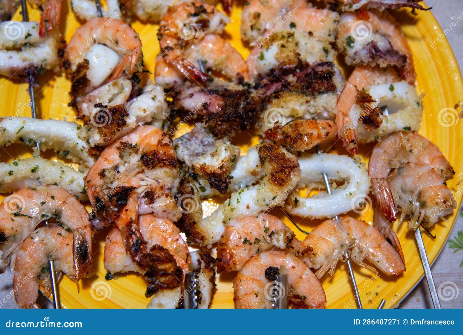 Grilled Fish Squid Shrimp Perch and Squid Typical Dish Stock Image ...