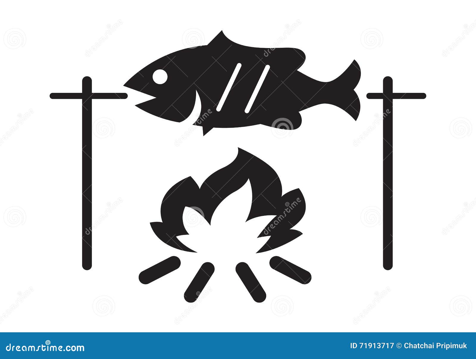Grilled Fish On Plate, Flat Illustration. Vector Logo Design Template ...