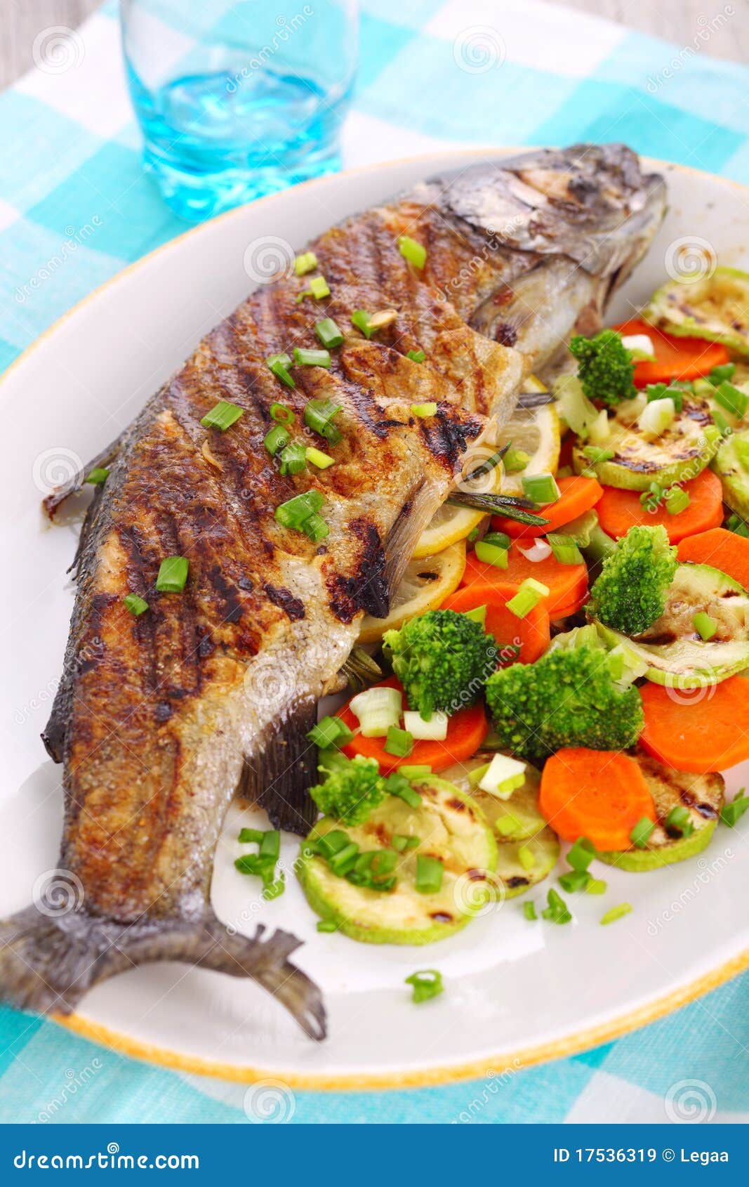 Grilled Fish with Vegetables Stock Image - Image of broccoli, cooked ...