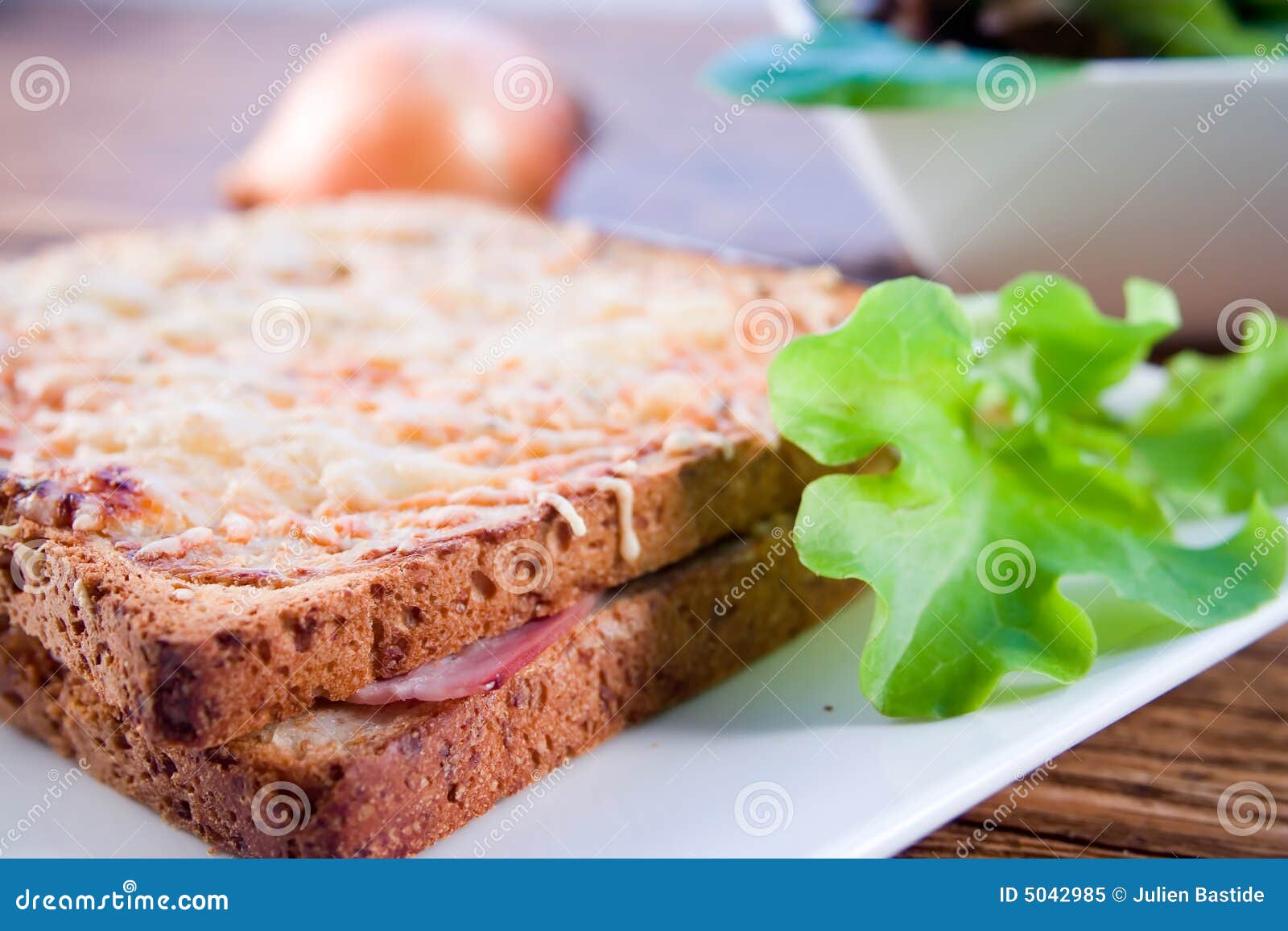 Grilled French Sandwich with Salad Stock Image - Image of gratin ...