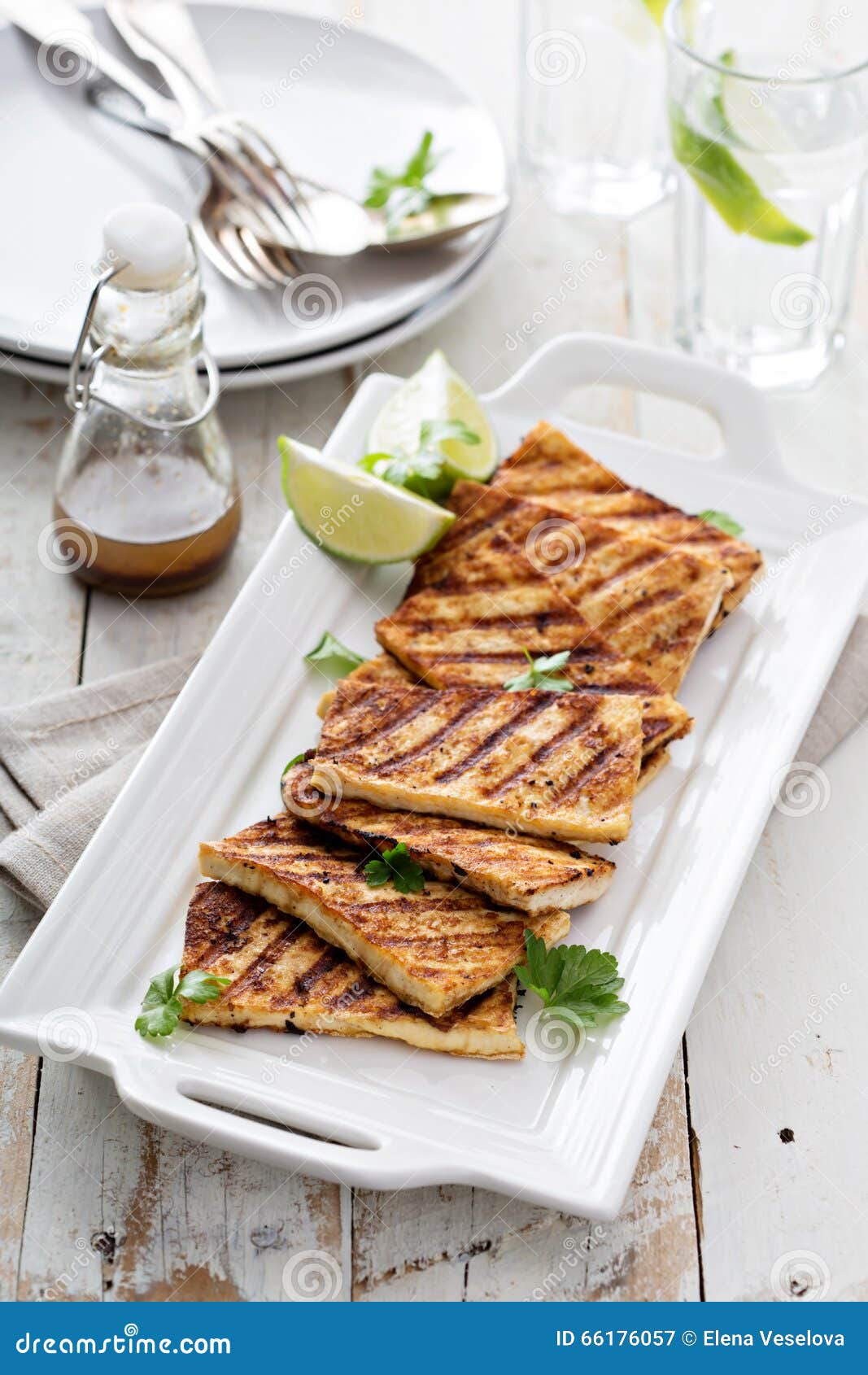 Grilled Fried Tofu on a Plate Stock Image - Image of diet, dining: 66176057