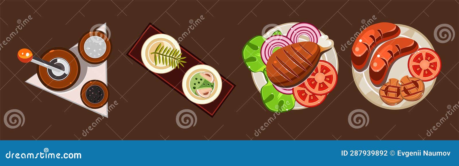 Grilled Game Food Icon and Nutrition Element Vector Set Stock ...