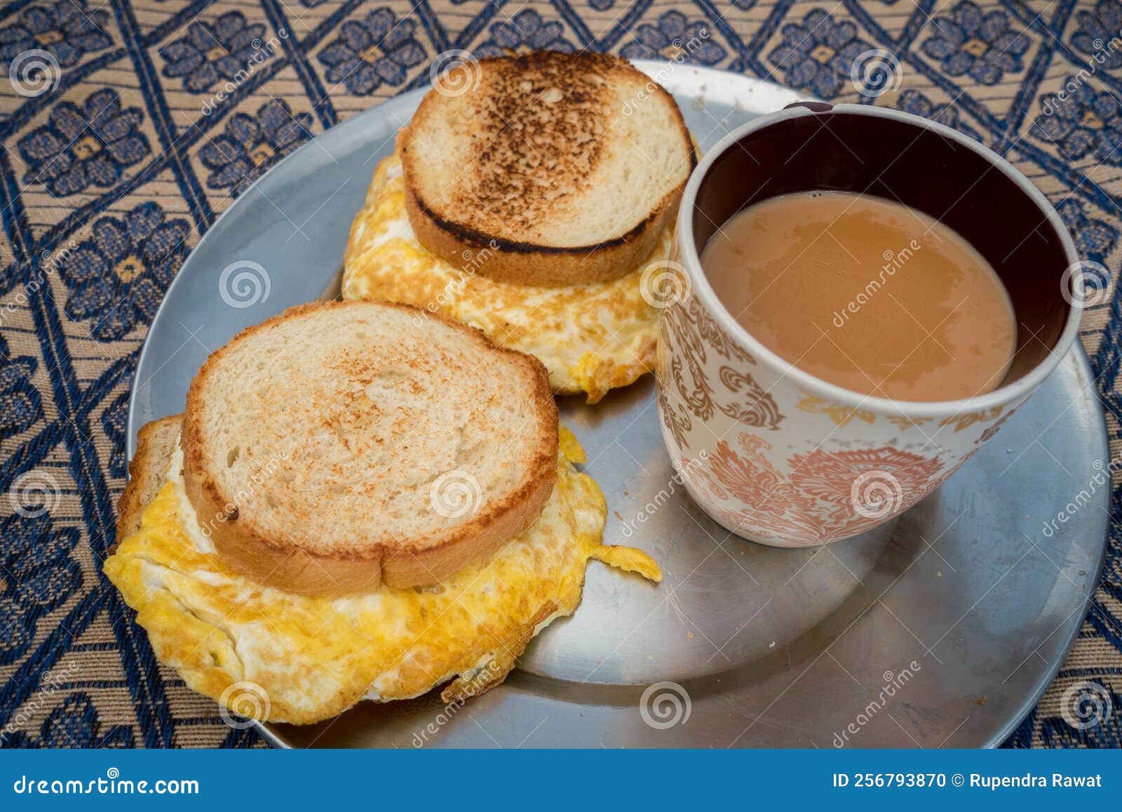 Grilled Garlic Bread Omelette Sand Witch with Tea. Uttarakhand , India ...