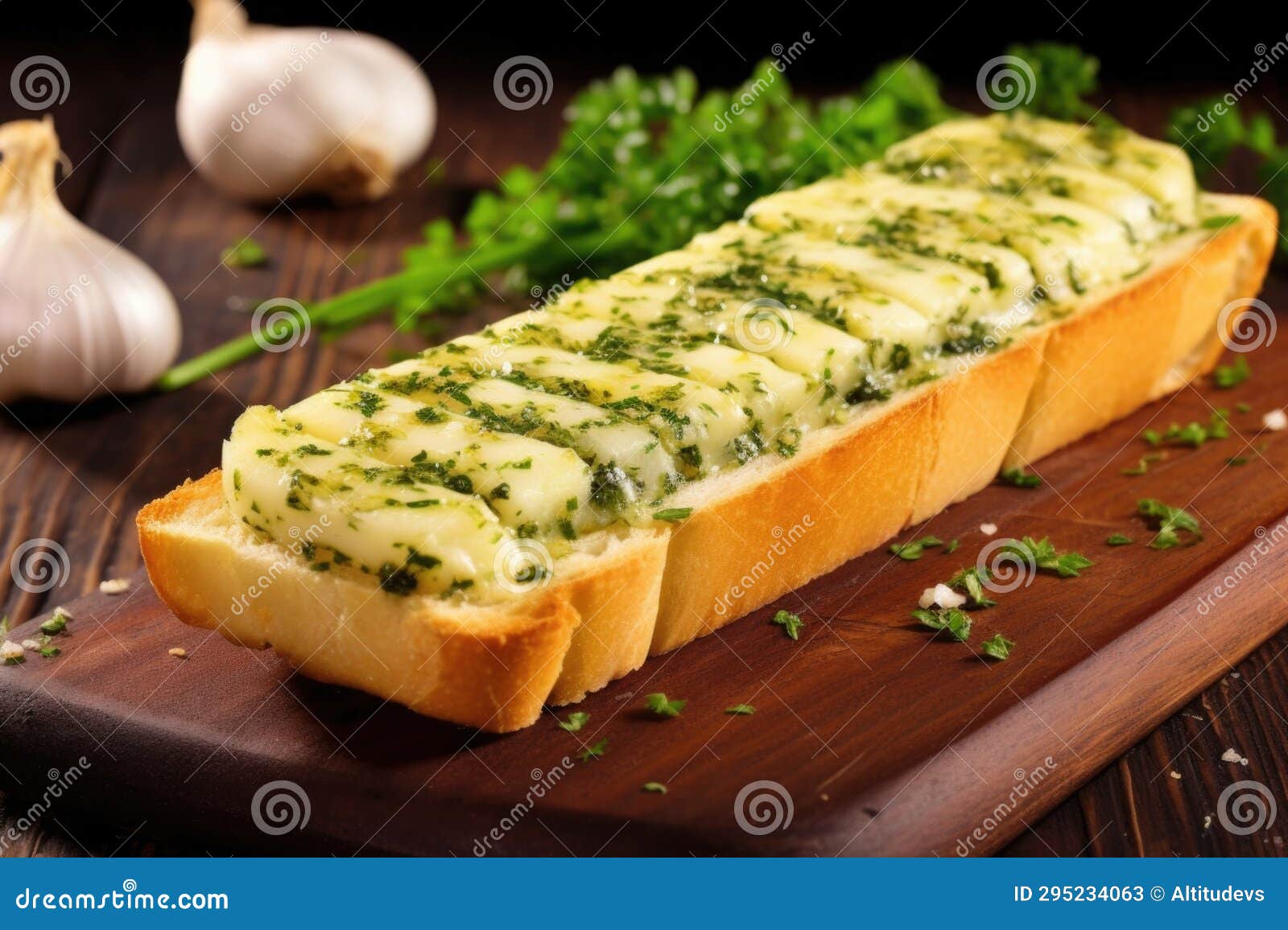 Grilled Garlic Bread with a Slathering of Butter on Top Stock Image ...
