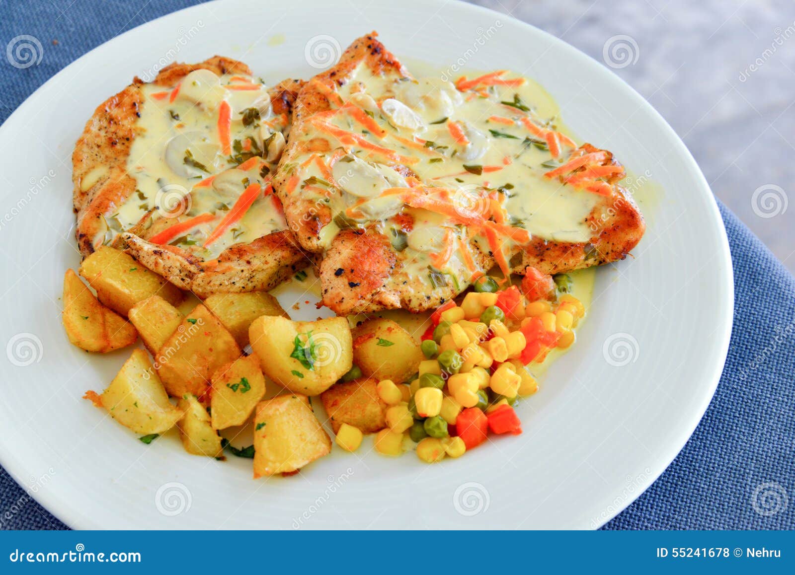Grilled Garnish Chicken Steaks Stock Photo - Image of grill, meal: 55241678